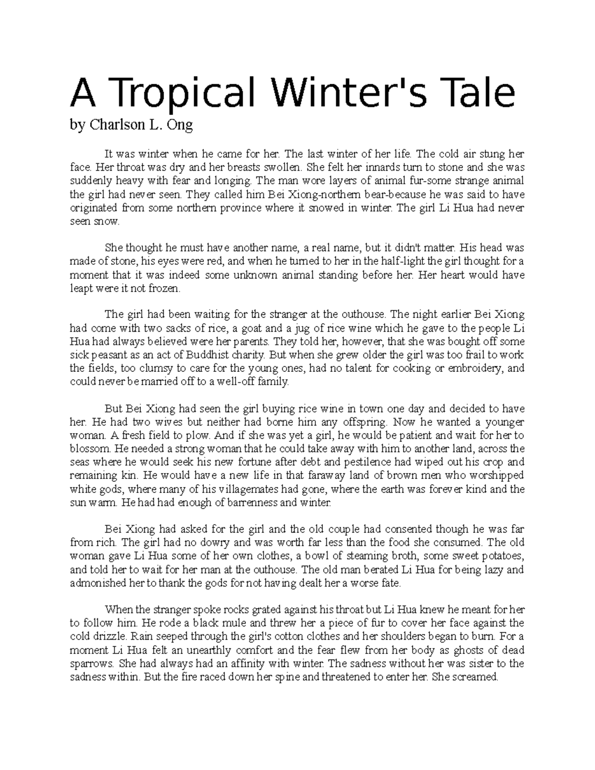 A Tropical Winter's Tale: Reflections on Identity and Belonging - Studocu