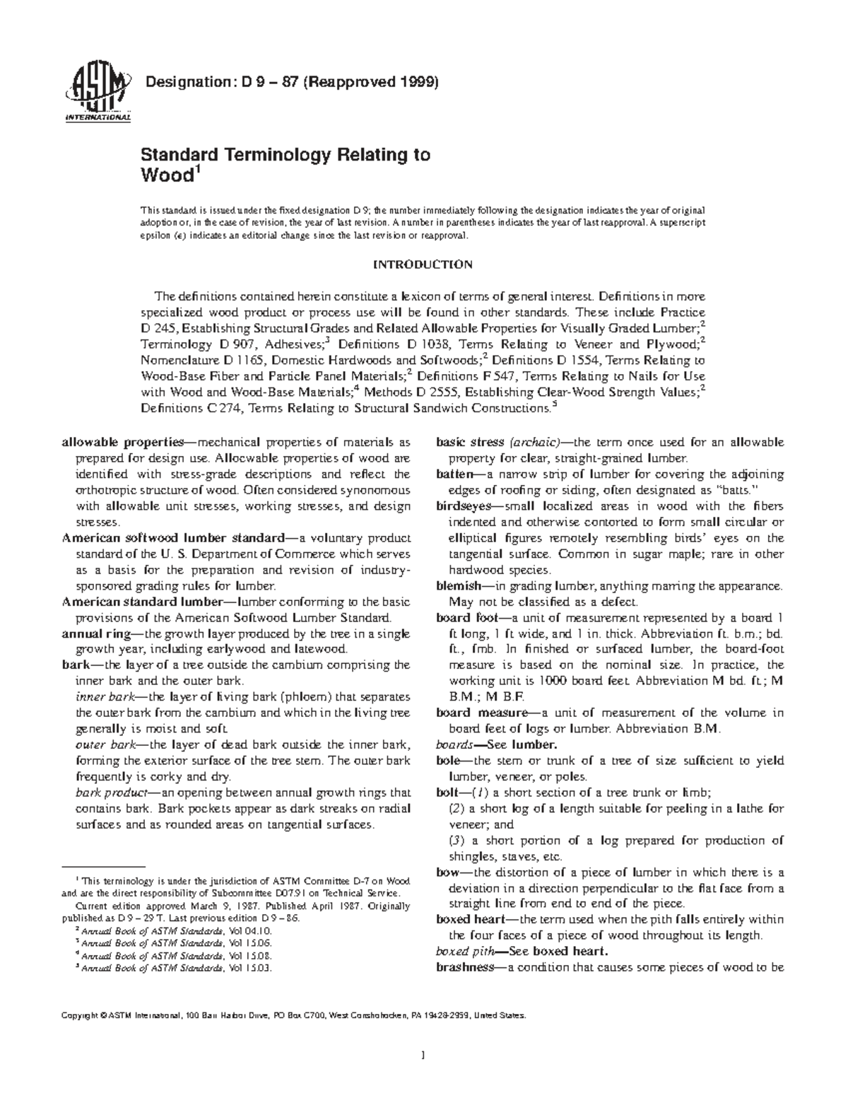 ASTM D 9-87: Standard Terminology for Wood Products - Studocu