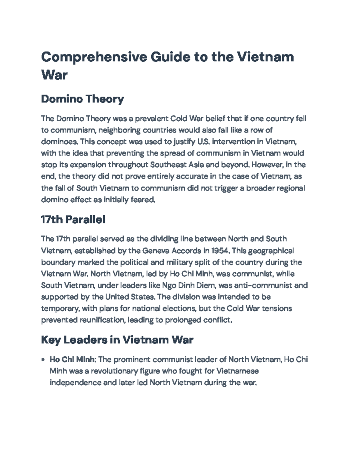Comprehensive Guide to the Vietnam War: Key Events & Impacts (HIST 101 ...