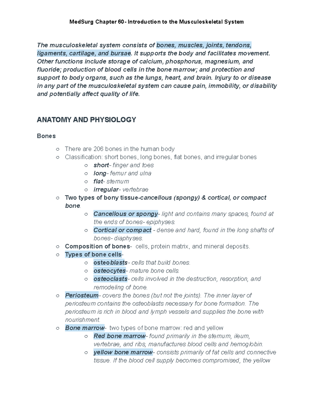 MedSurg 60: Musculoskeletal System Overview - Anatomy & Assessment ...