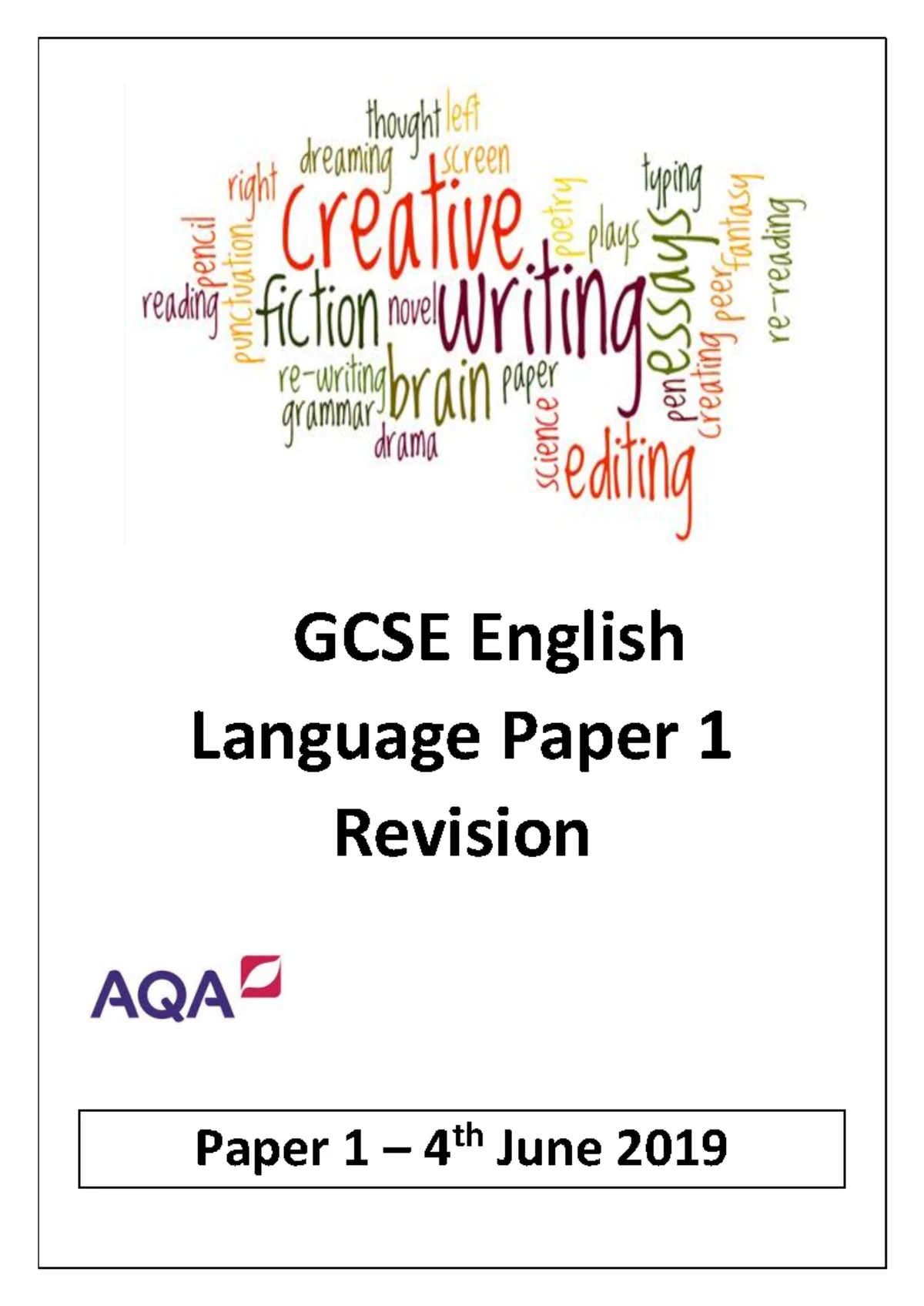 Aqa Gcse English Language Paper 1 Revision Booklet Gcse English
