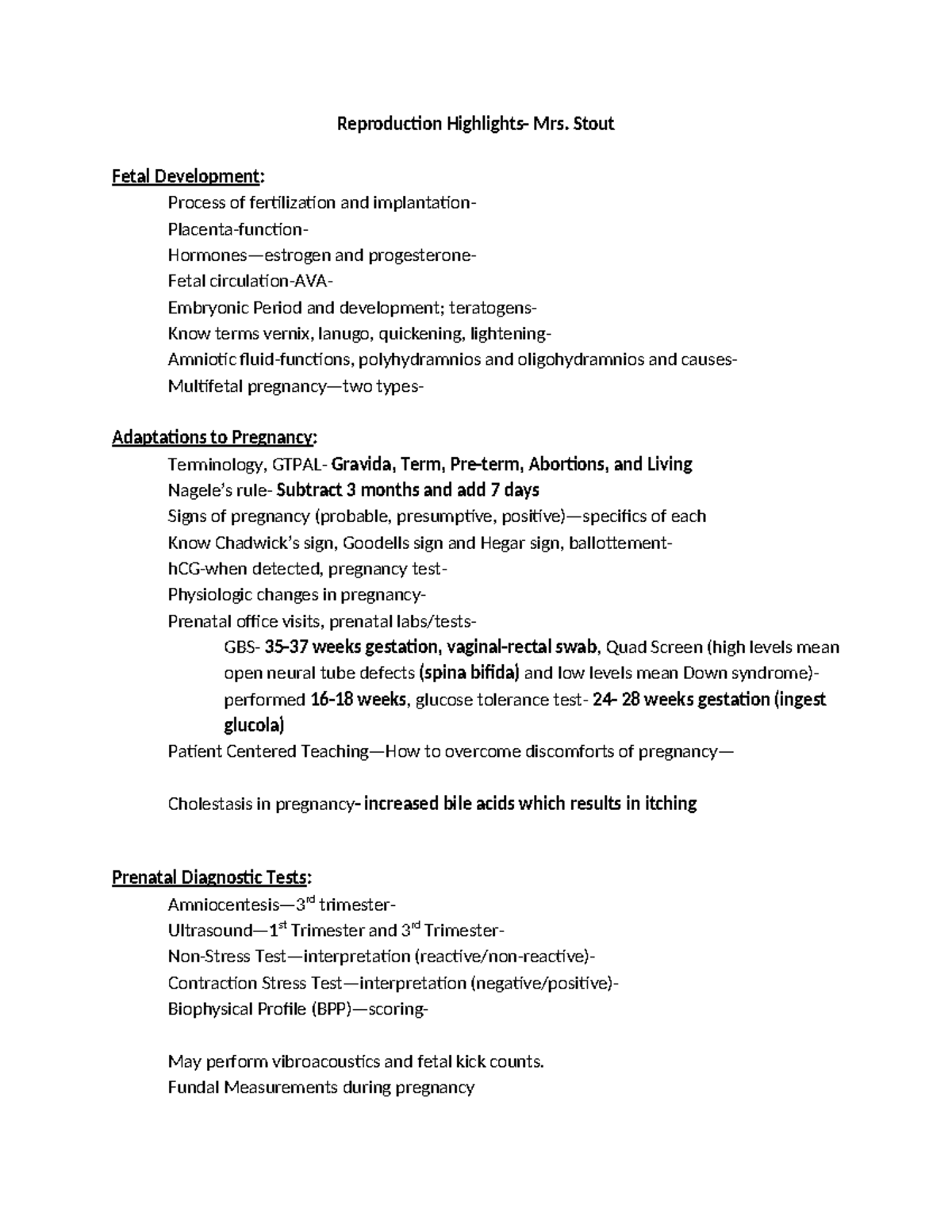 Reproduction Highlights: Fetal Development & Pregnancy Complications ...