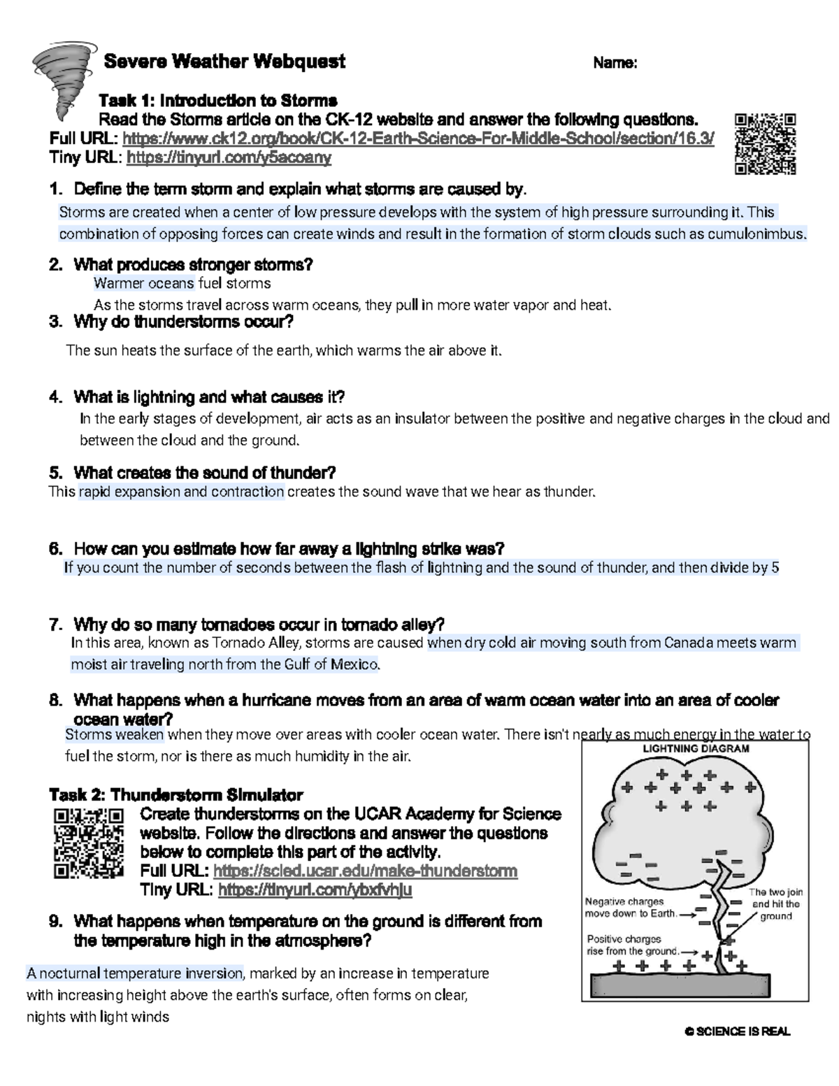 Severe Weather Webquest: Storms, Tornadoes & Hurricanes Overview - Studocu