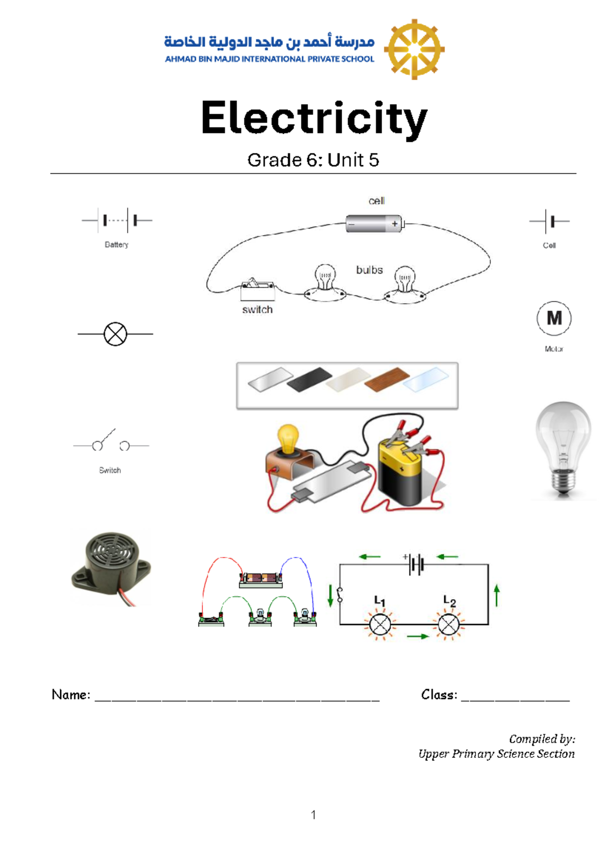 G6 Science: Unit 5 Lab Report on Conductors & Insulators - Studocu