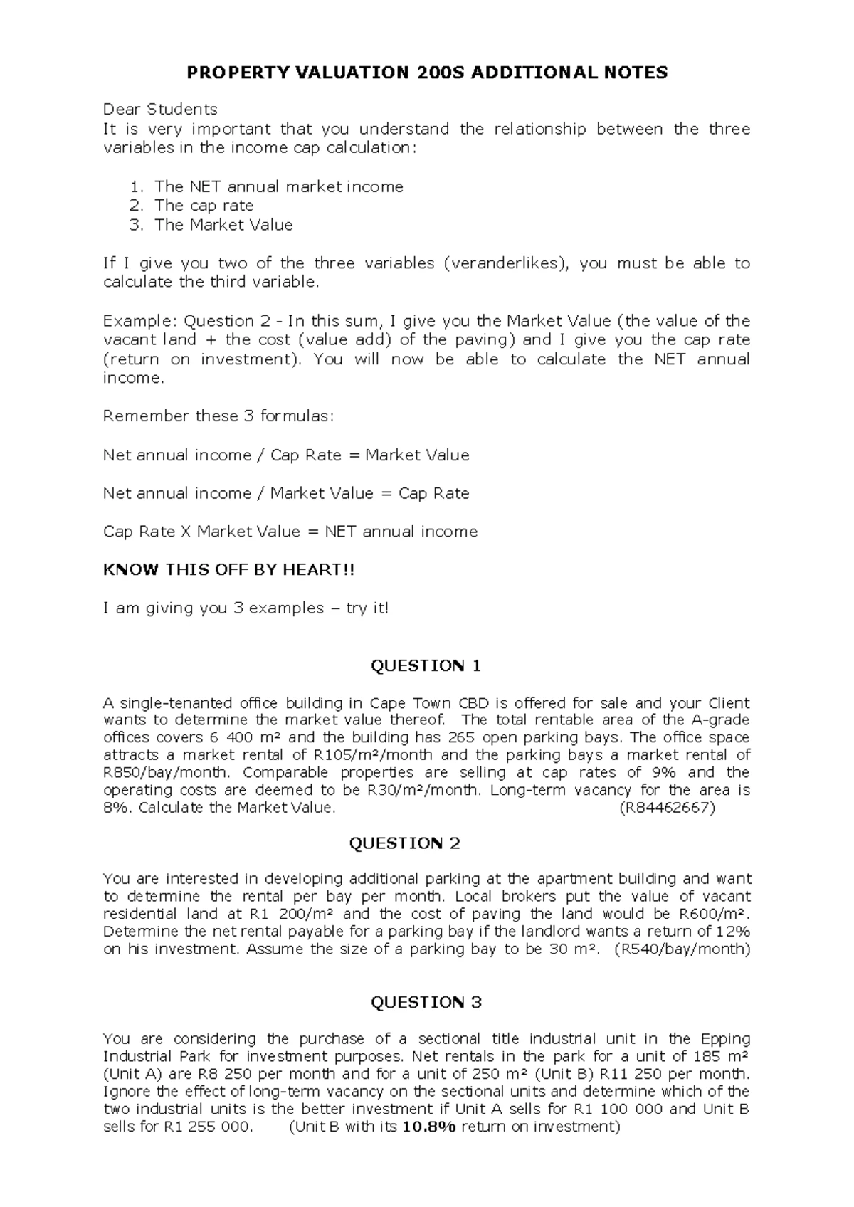 Example of a Well-Written Valuation Report - MARKET VALUATION REPORT OF ...