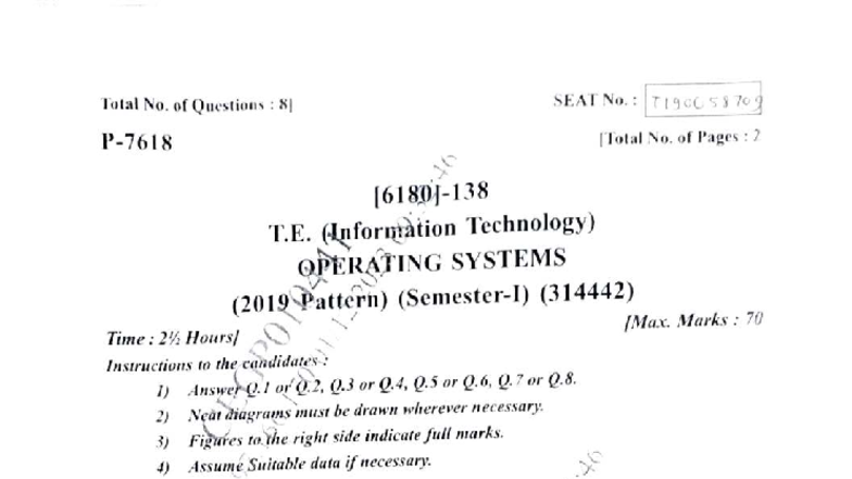 OS2023 - Previous Year Exam Paper on Operating Systems - Studocu