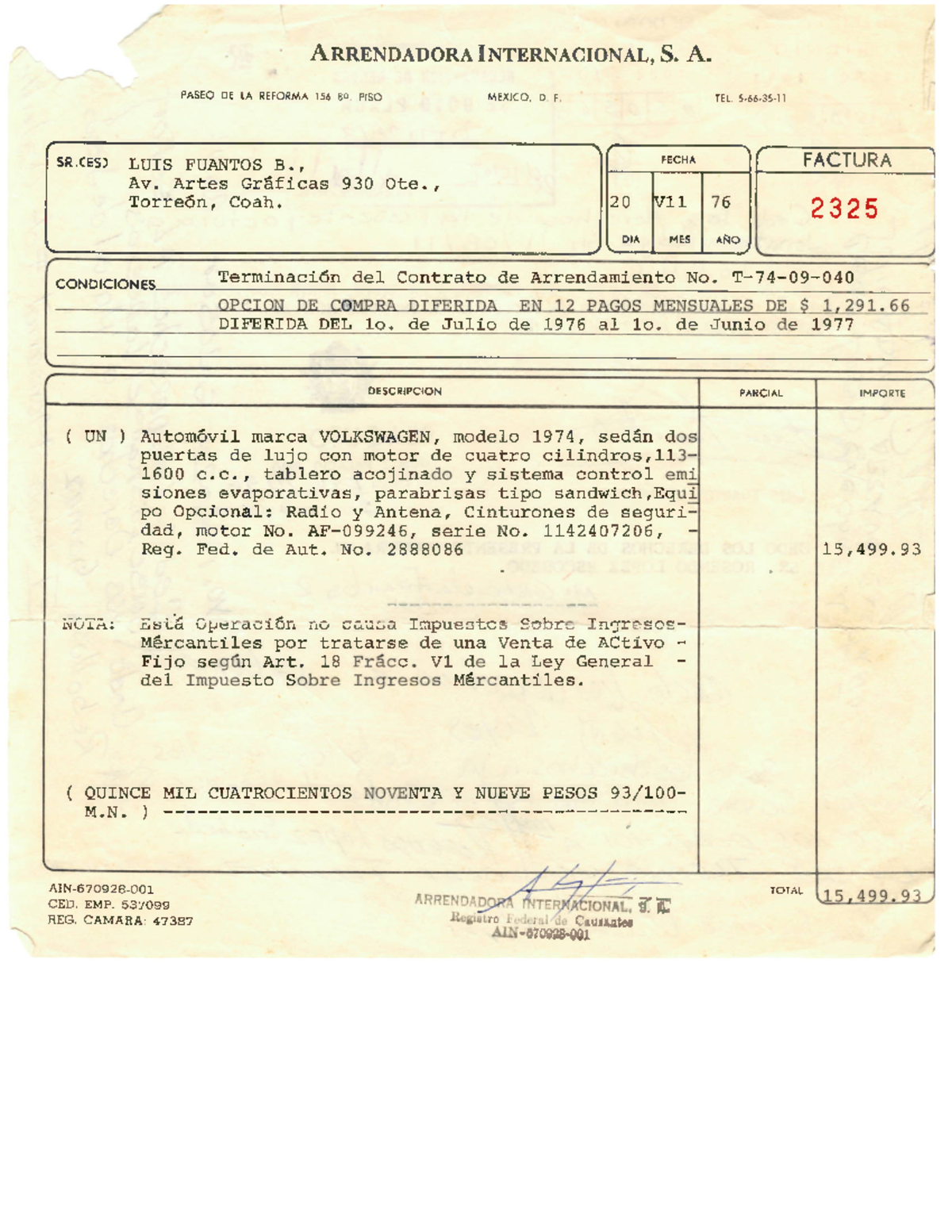 Endoso Arrendadora - Referencias - ARRENDADORA INTERNACIONAL, S. A ...