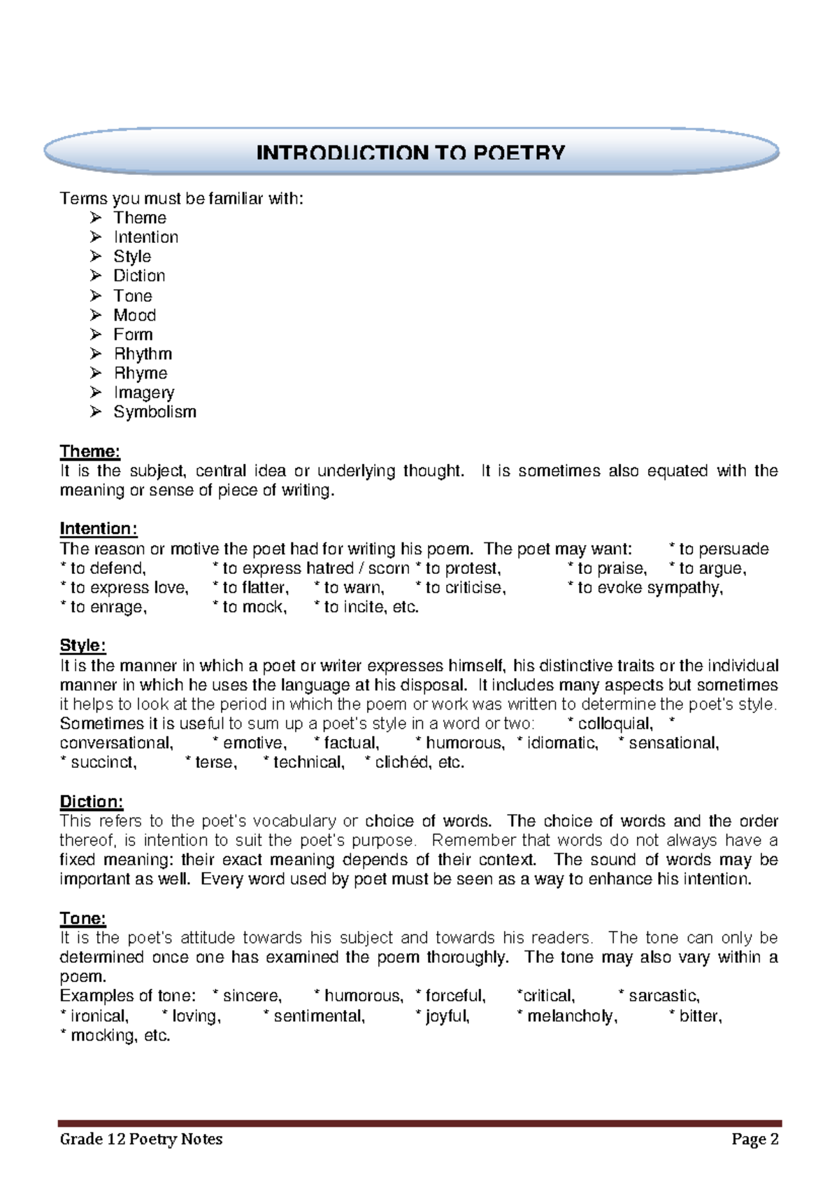 ENG101: Intro to Poetry - Key Terms and Concepts Explained - Studocu