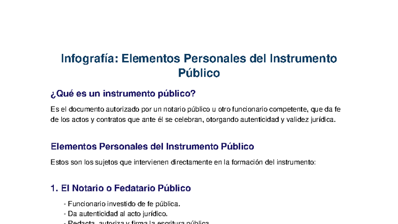Infografía: Elementos Personales del Instrumento Público - Studocu