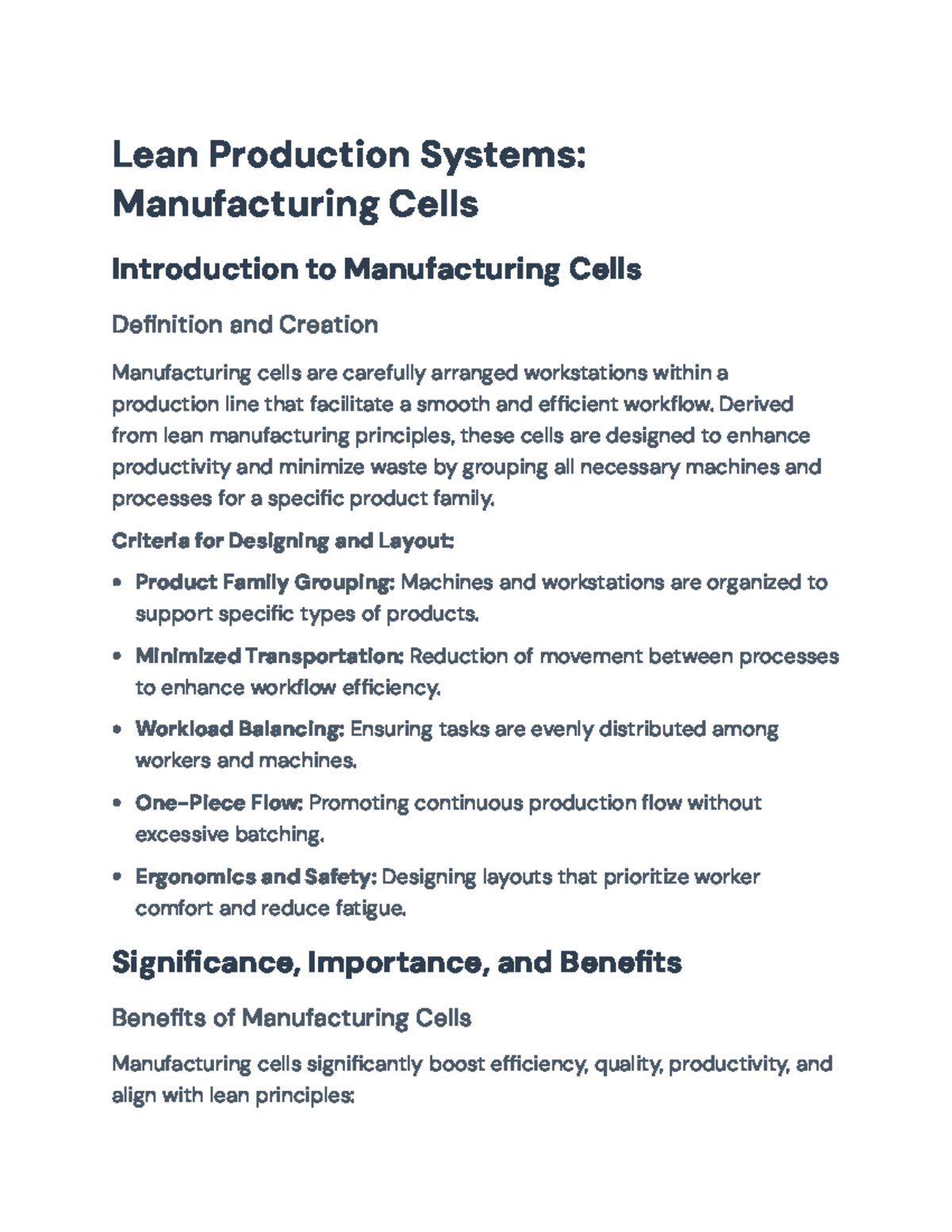 Lean Production Systems: Manufacturing Cells & SMED Techniques Overview ...