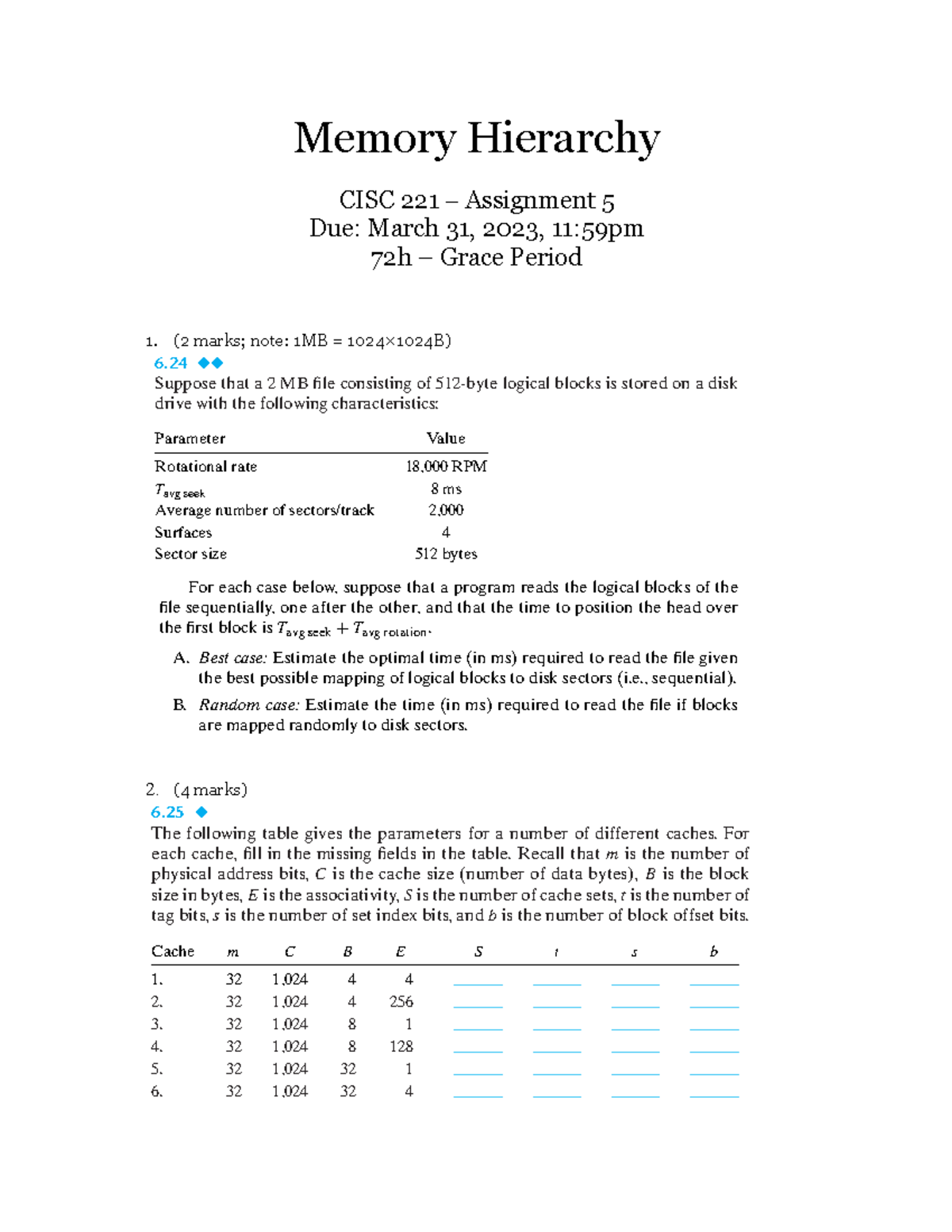 CISC 221 - Assignment 5: Analyzing Memory Hierarchy and Caches - Studocu