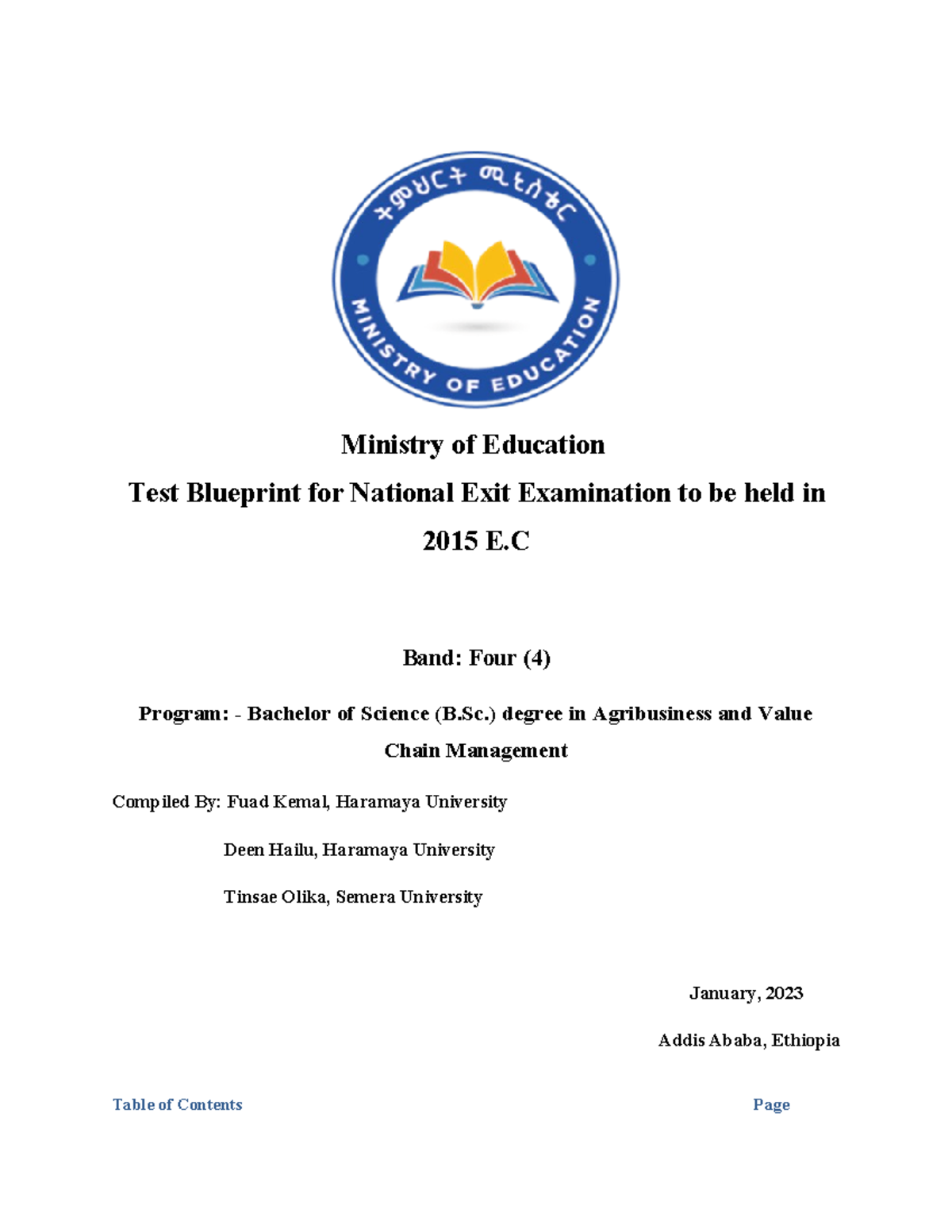 Test Blueprint for B.Sc. Agribusiness & Value Chain Mgt (2023) - Studocu