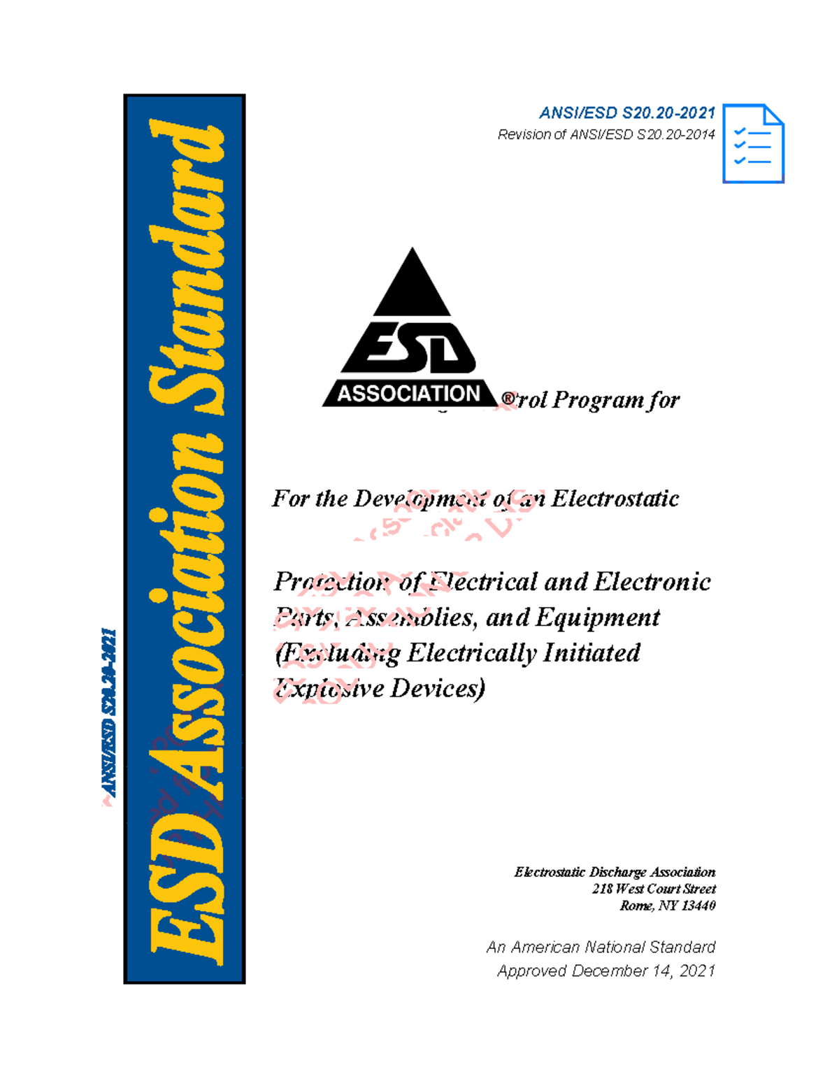 ESD Control Program Guidelines for ANSI ESD S20 - EMS101 - Studocu
