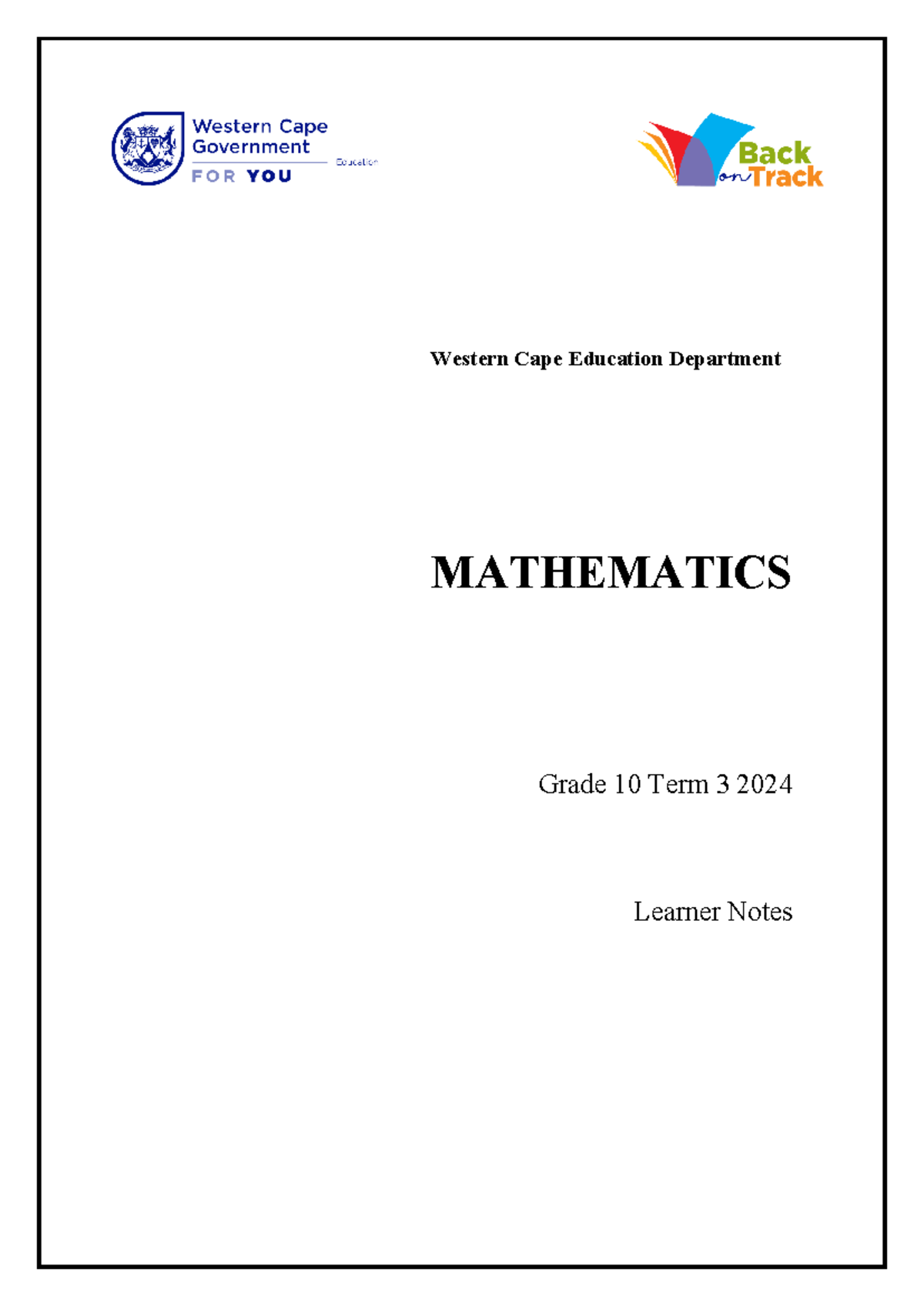 Mathematics 2024 BOT Grade 10 Term 3 Study Notes - Graphs & Statistics ...