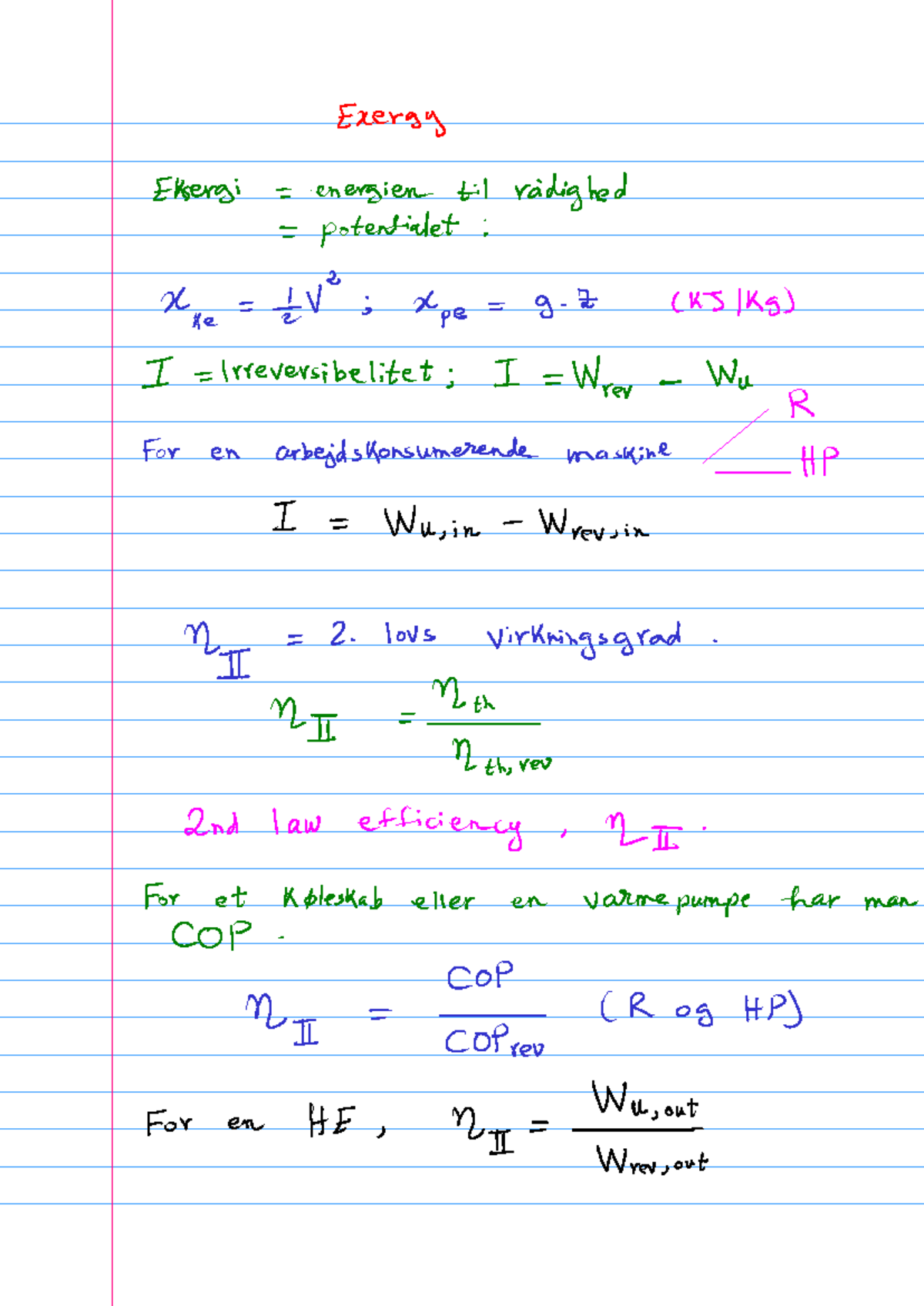 Exergy and Efficiency in Thermodynamics: General Study Notes - Studocu