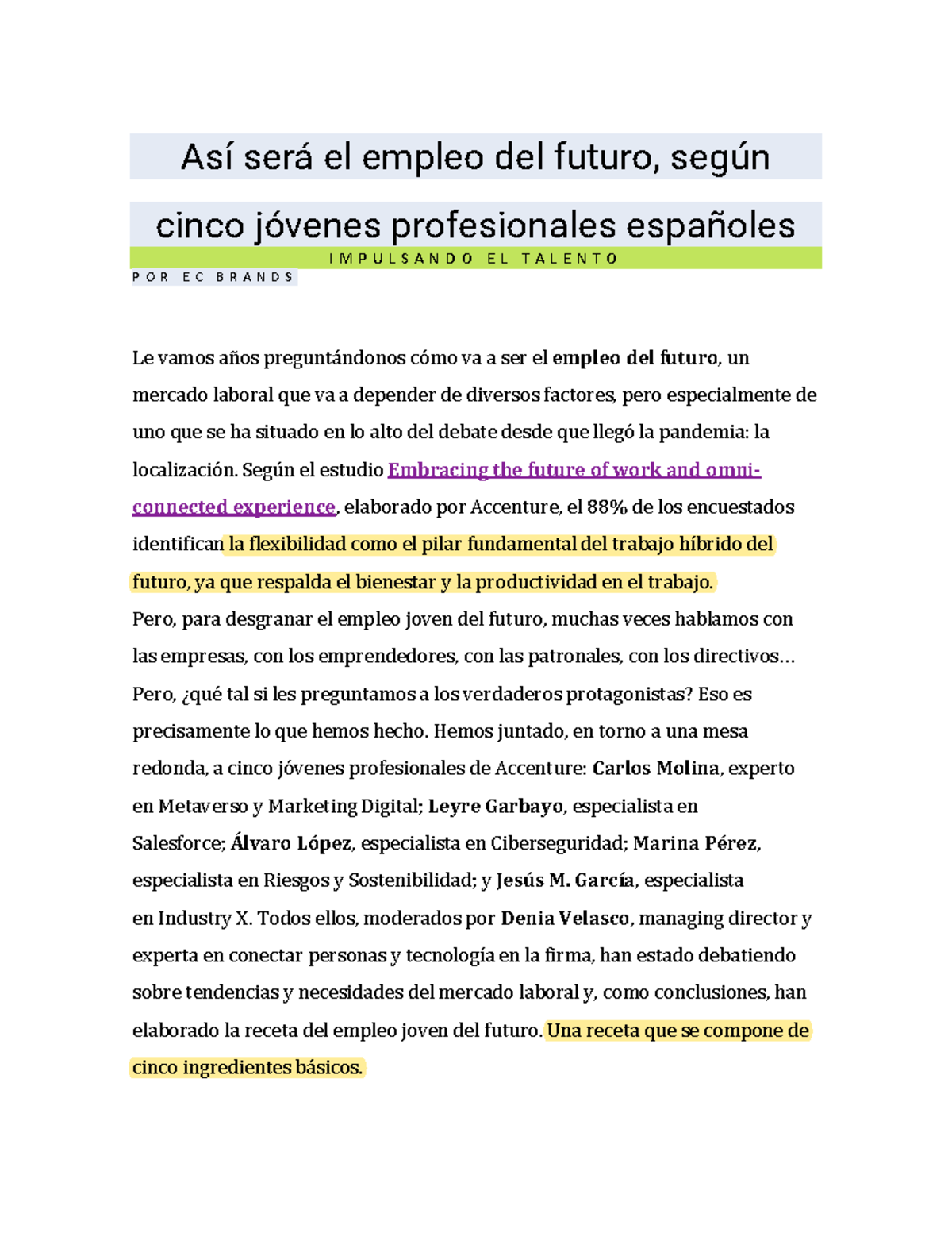 Así será el empleo del futuro - Según el estudio Embracing the future ...