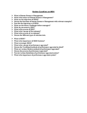 HRM COC Questions: Levels 2 to 4 Comprehensive Guide - Studocu