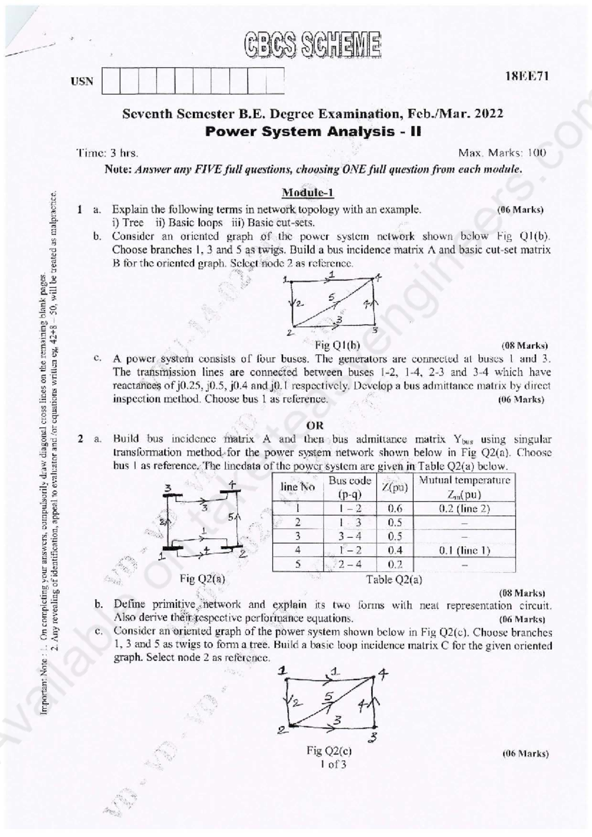 Power System Analysis II - CBCS 18EE71 Exam Solutions - Studocu