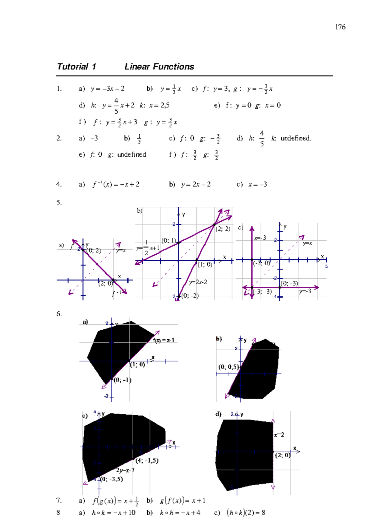 Tutorial 1 Answers: Linear Functions and Their Properties - Studocu