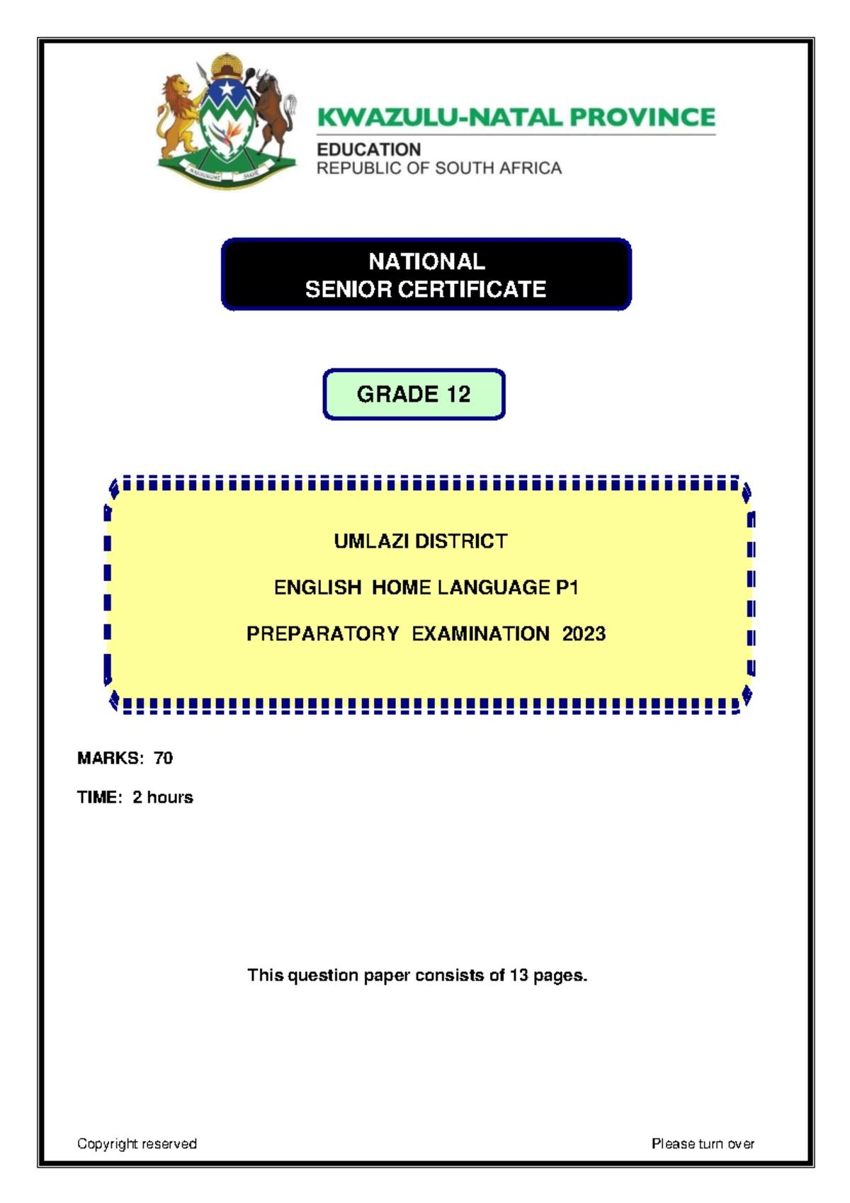 English HL P2 Sept 2024 Grade 12 Preparatory Exam Question Paper - Studocu