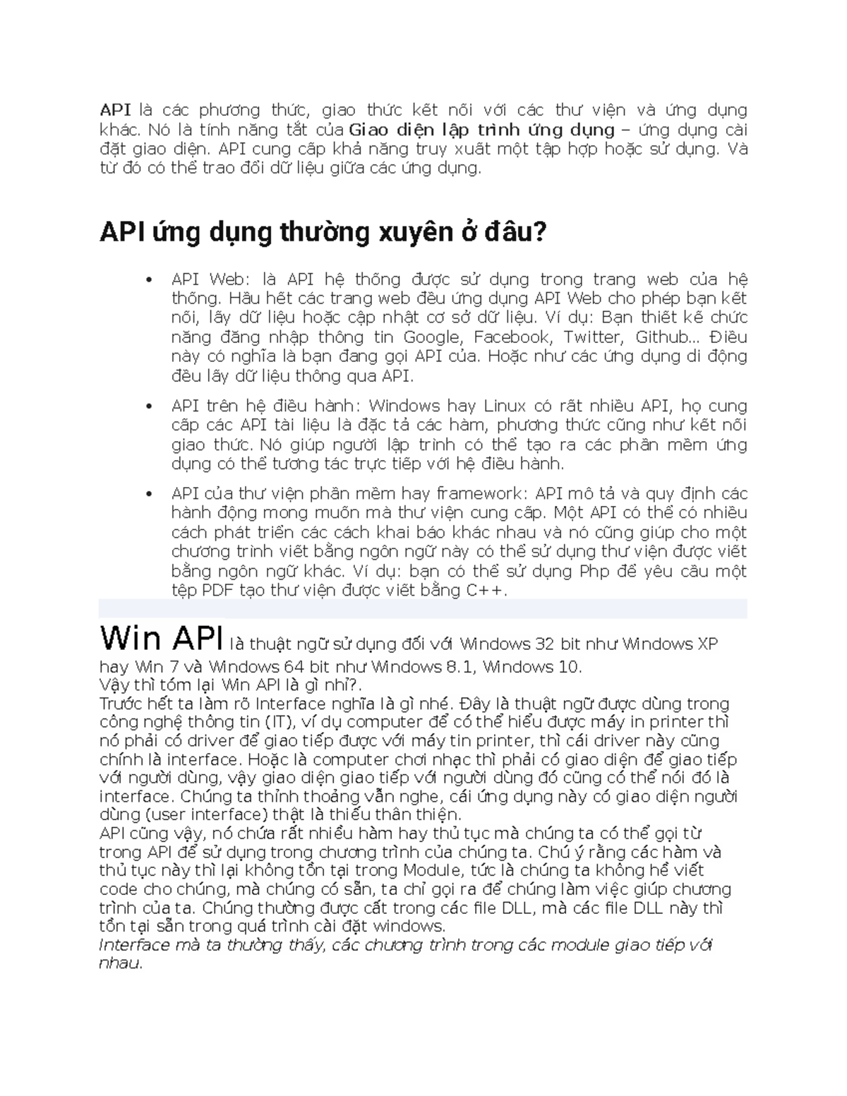 API và Win API: Tài liệu tham khảo cho Lập trình Windows - Studocu