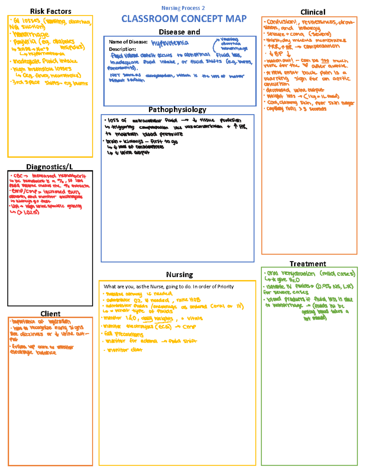 Nursing Process 2: Hypovolemia Risk Factors Concept Map - Sem2 - Studocu