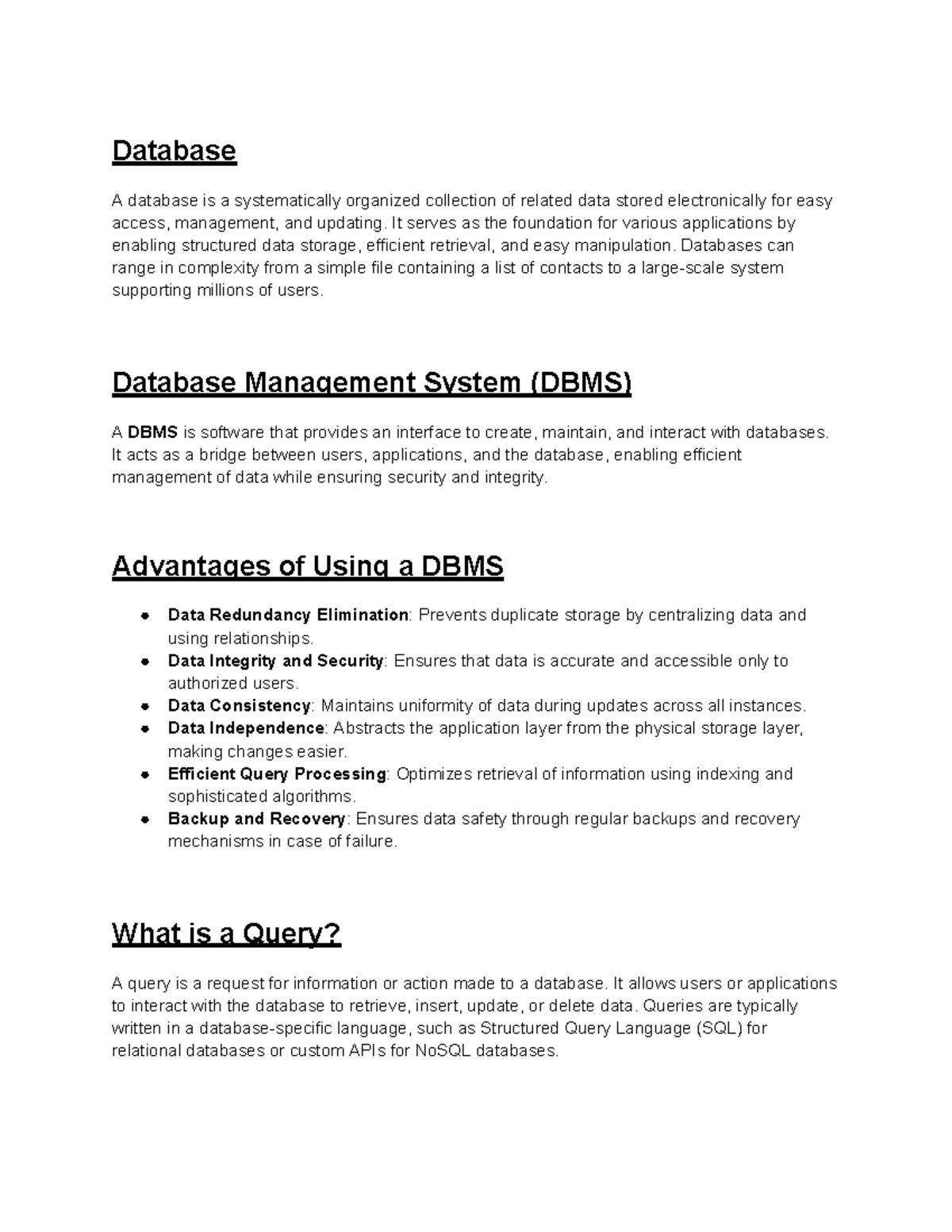 DBMS Overview: Key Concepts, Types, and Properties Explained - Studocu