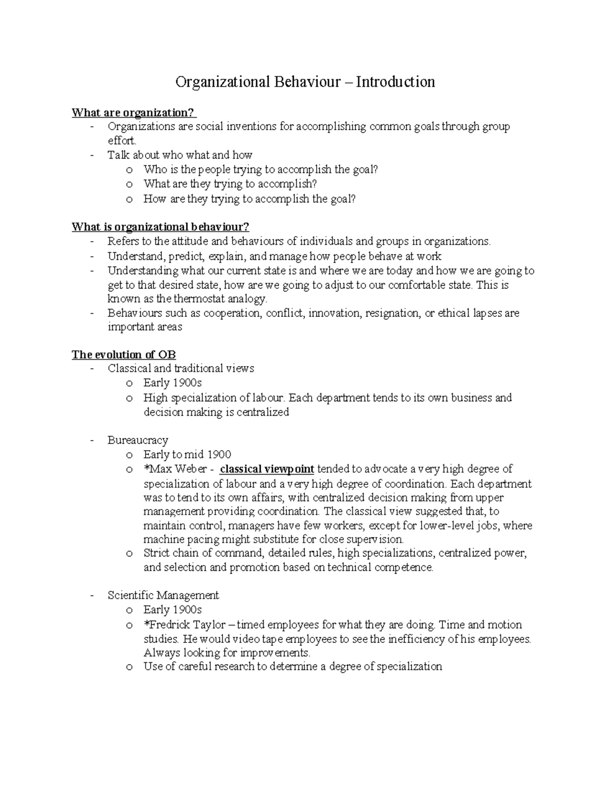 Chapter 1 - Organizational Behaviour - Introduction - Organizational ...