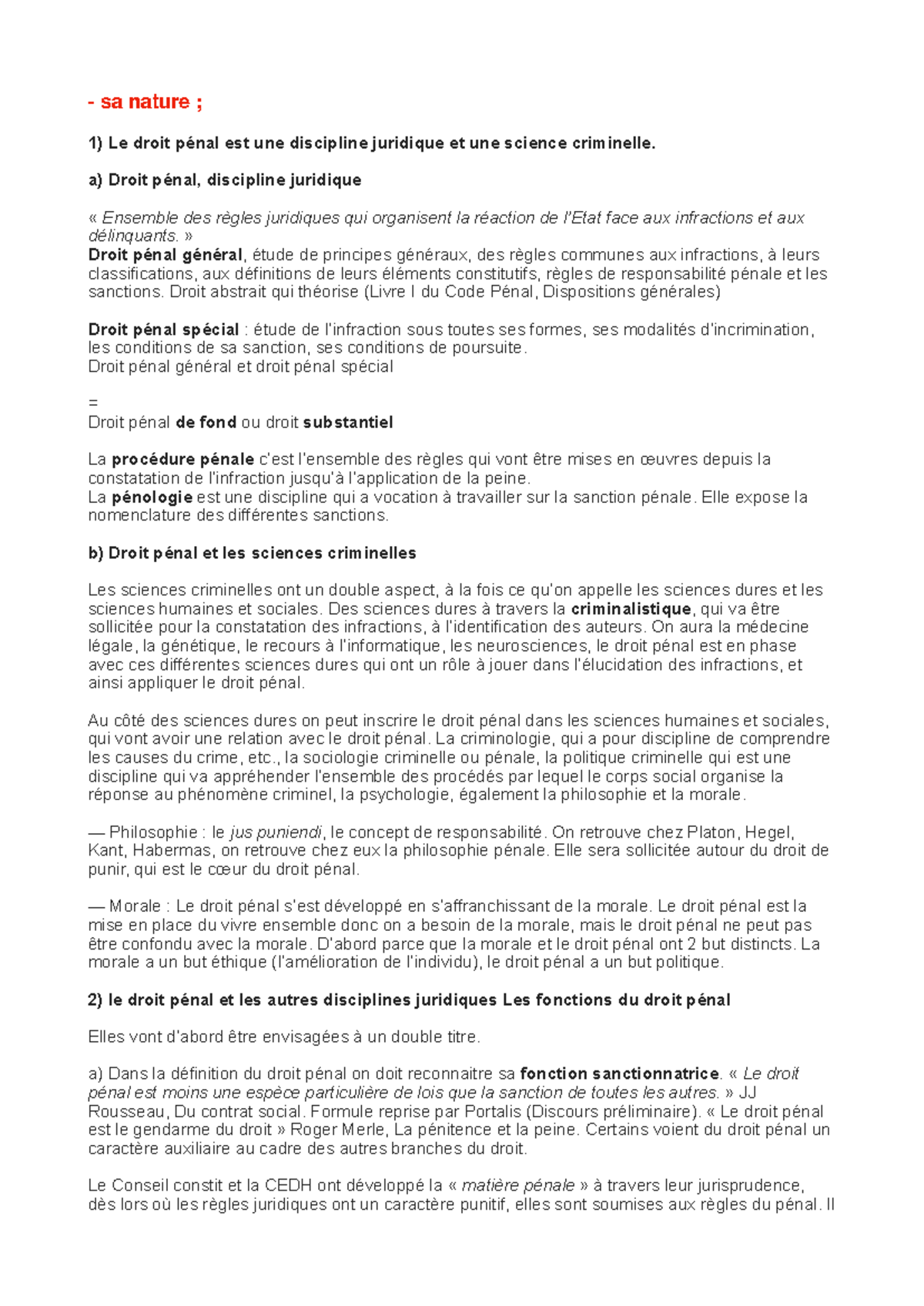 La nature du droit pénal - sa nature ; Le droit pénal est une ...