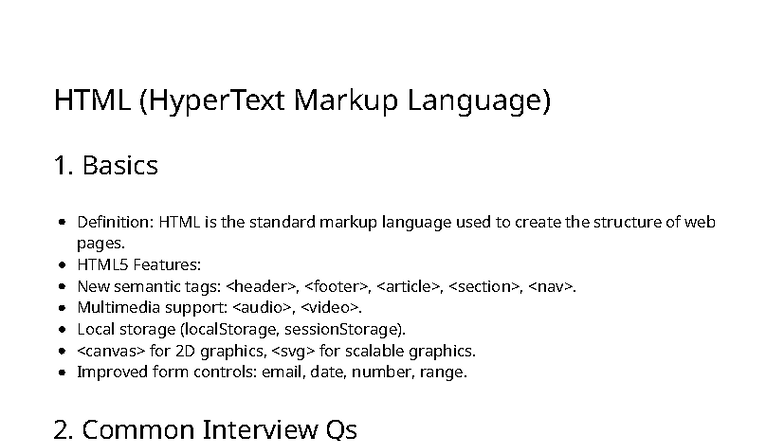 HTML notes final - HTML Interview Types - HTML (HyperText Markup ...