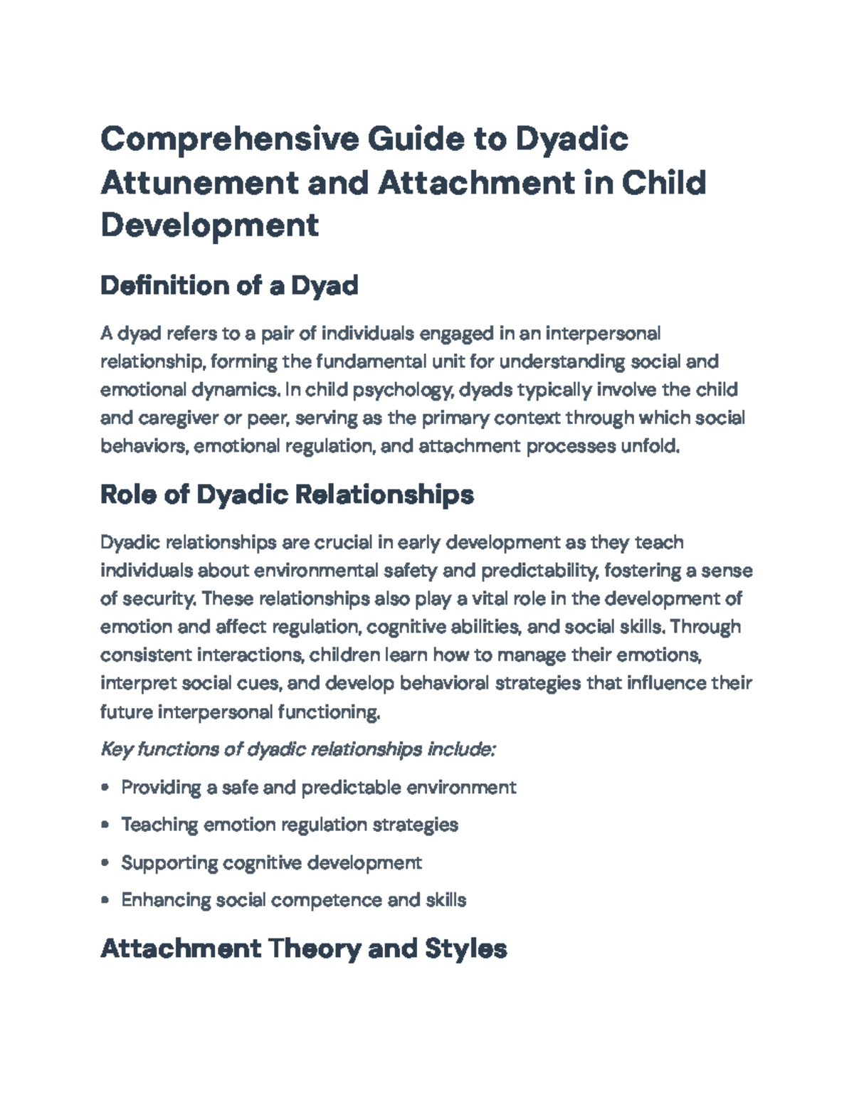 Comprehensive Overview of Dyadic Attunement & Attachment in Child Dev ...