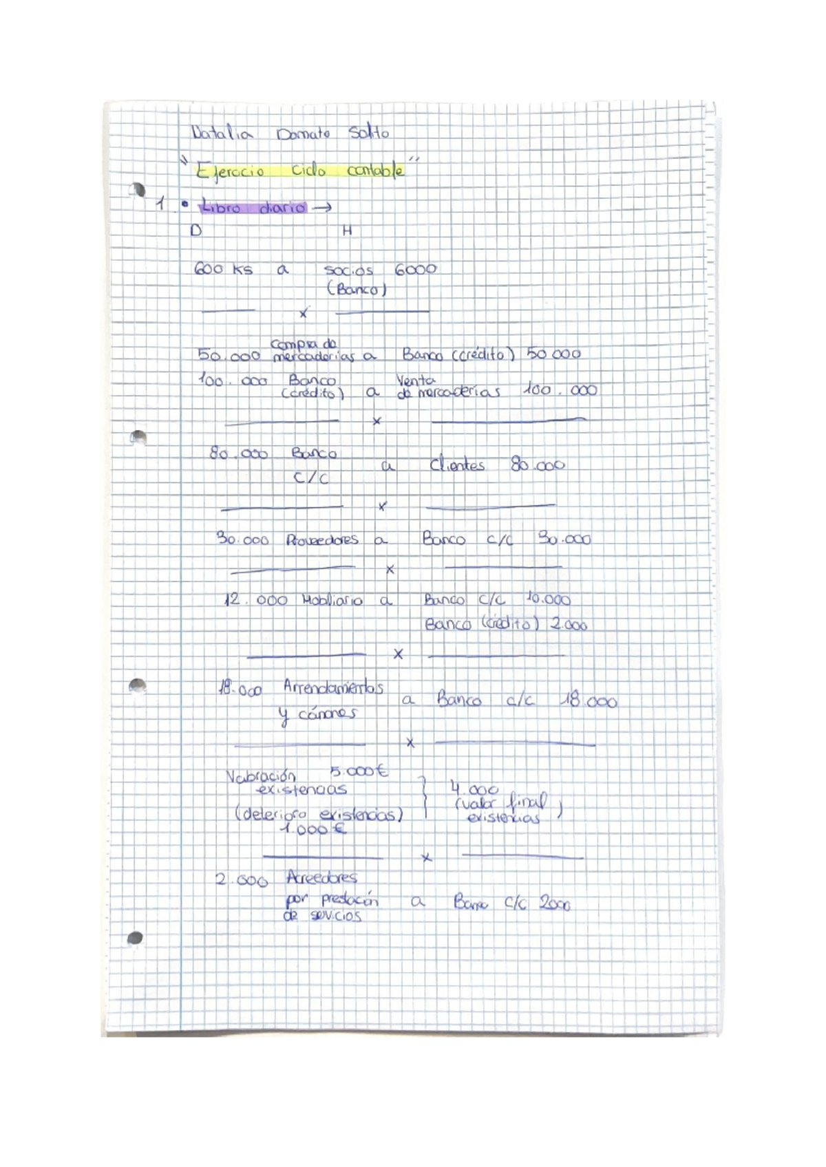 Ejercicio Ciclo Contable 1: Libro Diario y Mayor - Studocu