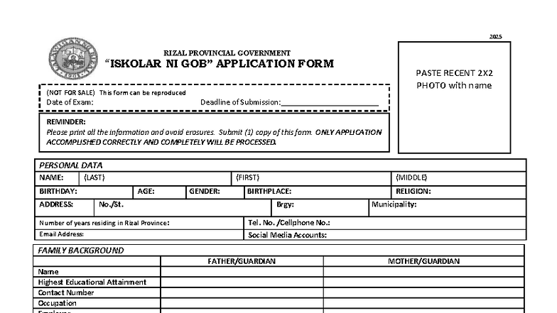 Iskolar ni Gob Application Form 2026: Complete Instructions - Studocu