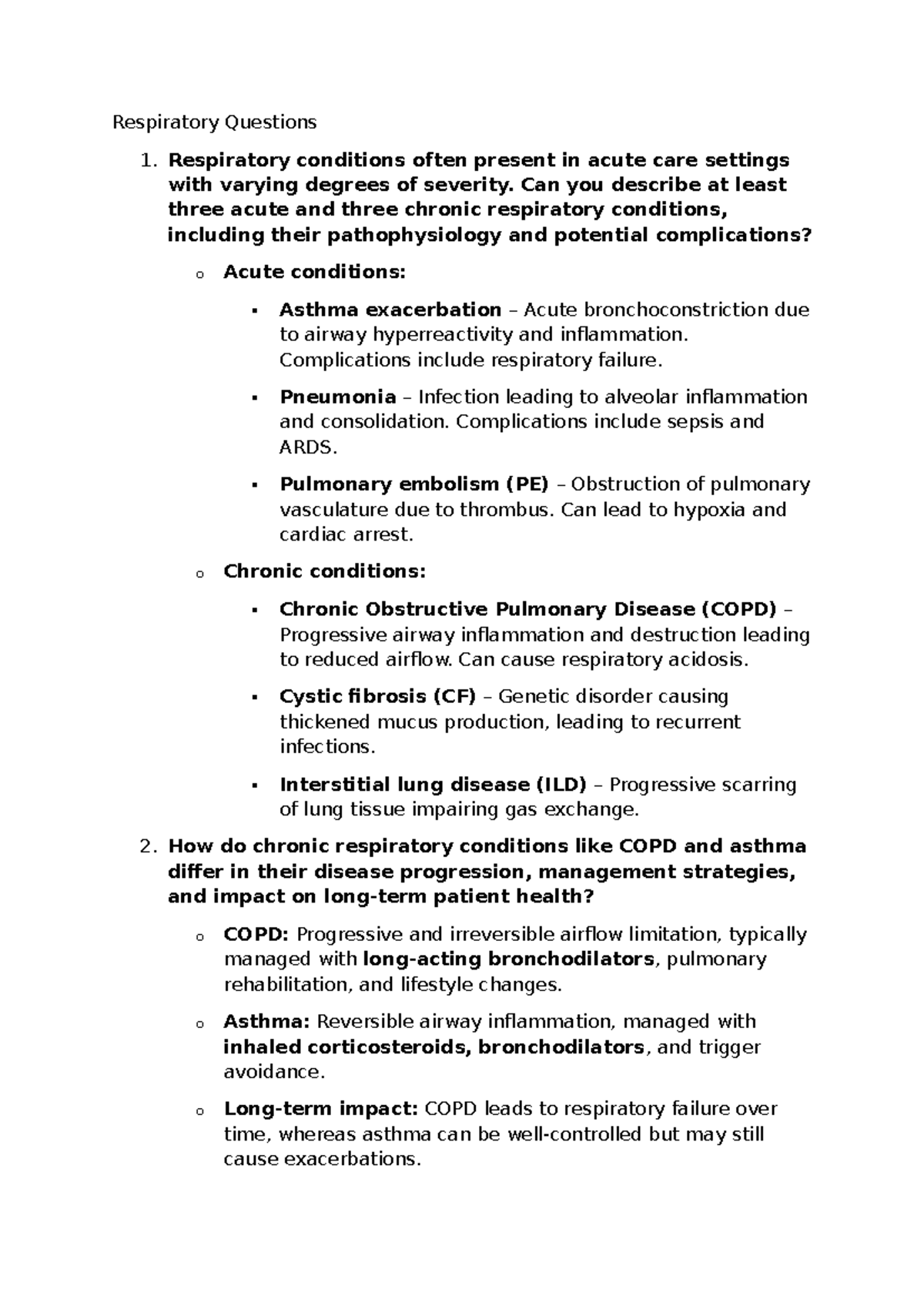 Resp - Viva question practice - Respiratory Questions 1. Respiratory ...