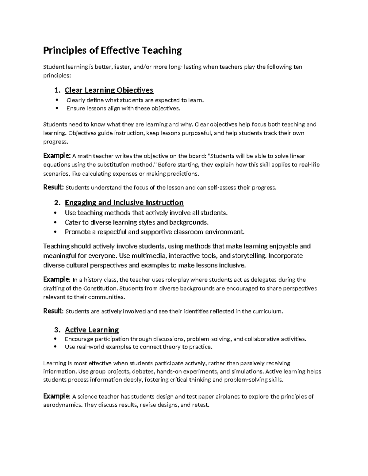 Principles of Effective Teaching - Principles of Effective Teaching ...