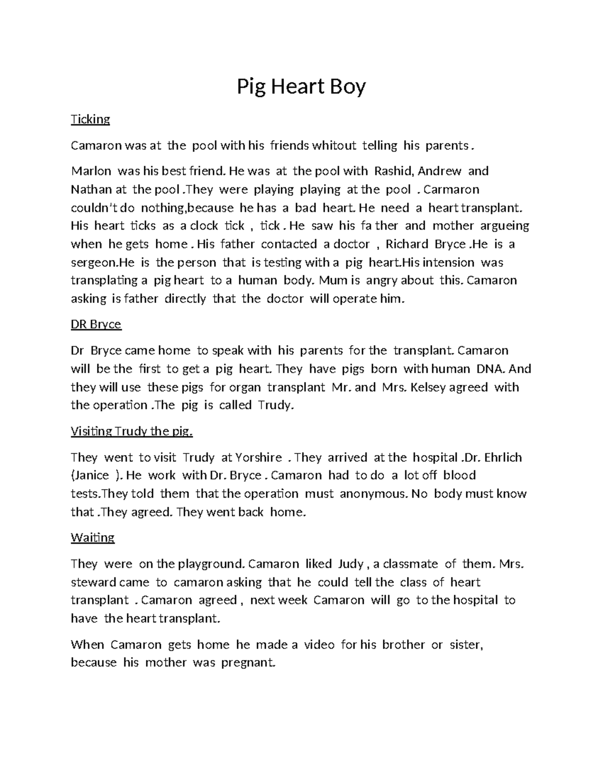 Pig Heart Boy - Summary and Key Themes Analysis - Studeersnel