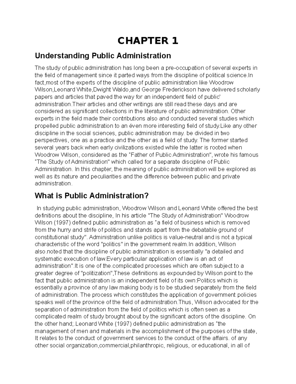 Introduction OF Public Administration Chapter 1 - CHAPTER 1 ...