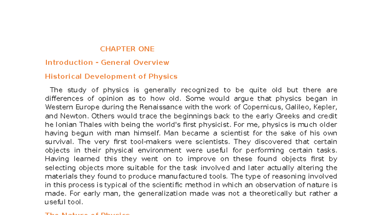 PHYS 101: Lesson One - Introduction to the Historical Development of ...