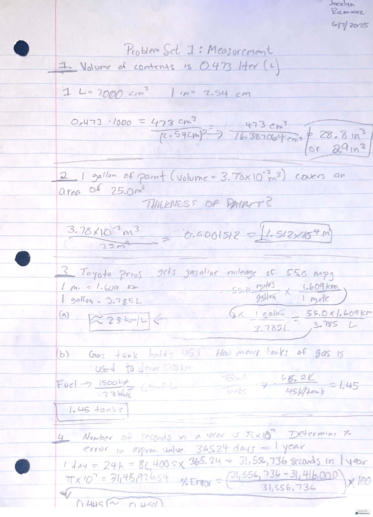 J. Ramirez - Problem Set 1: Measurement & Volume Calculations - Studocu