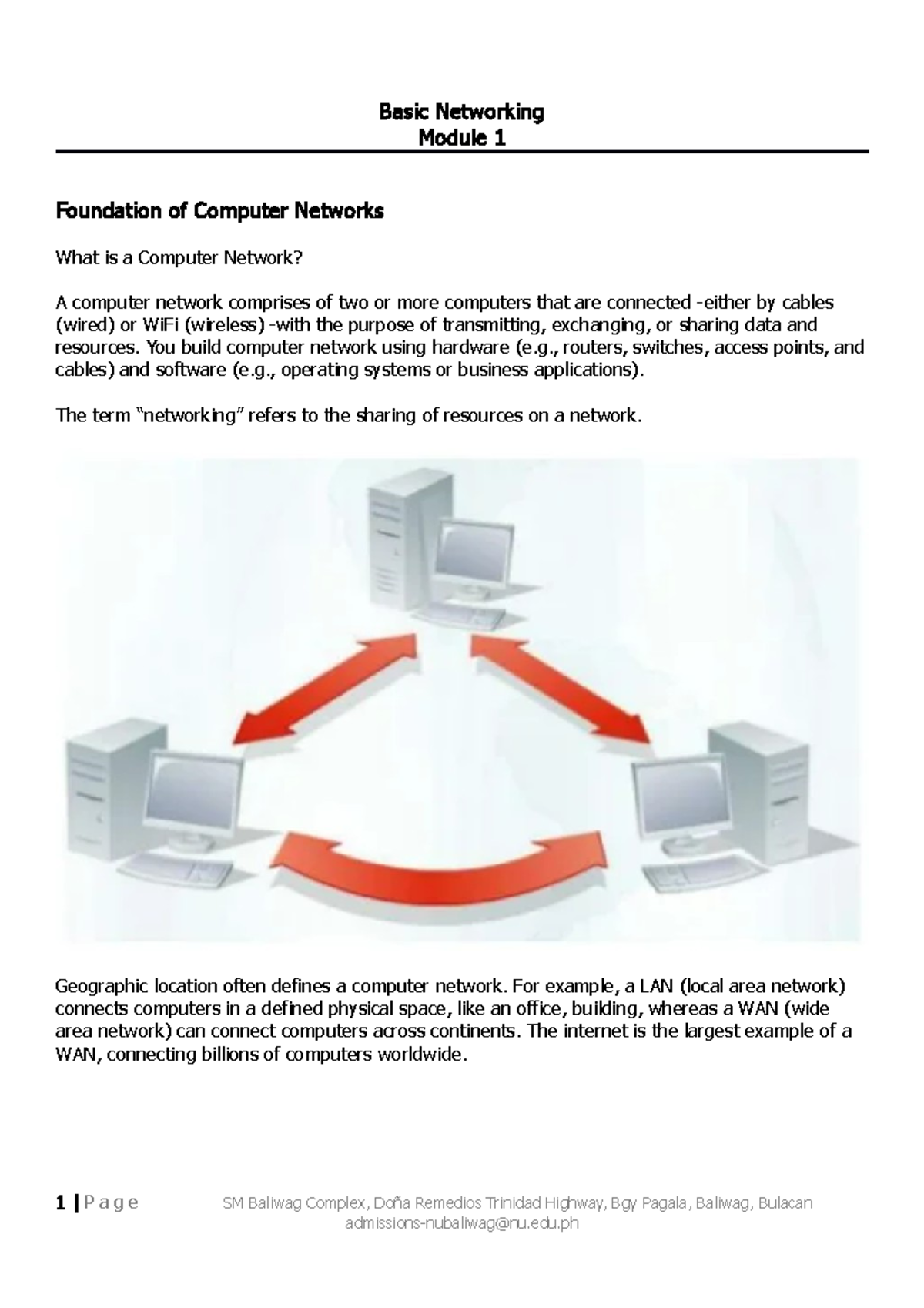 Module 1 Basic Networking Basic Networking Module 1 Foundation Of Computer Networks What Is
