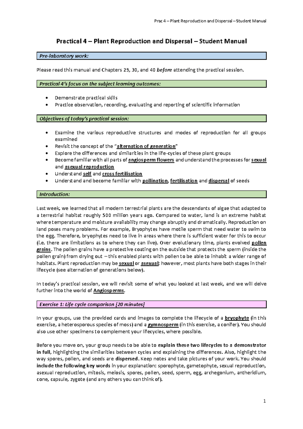 Practical 4 - Plant Reproduction & Dispersal Guide - Studocu
