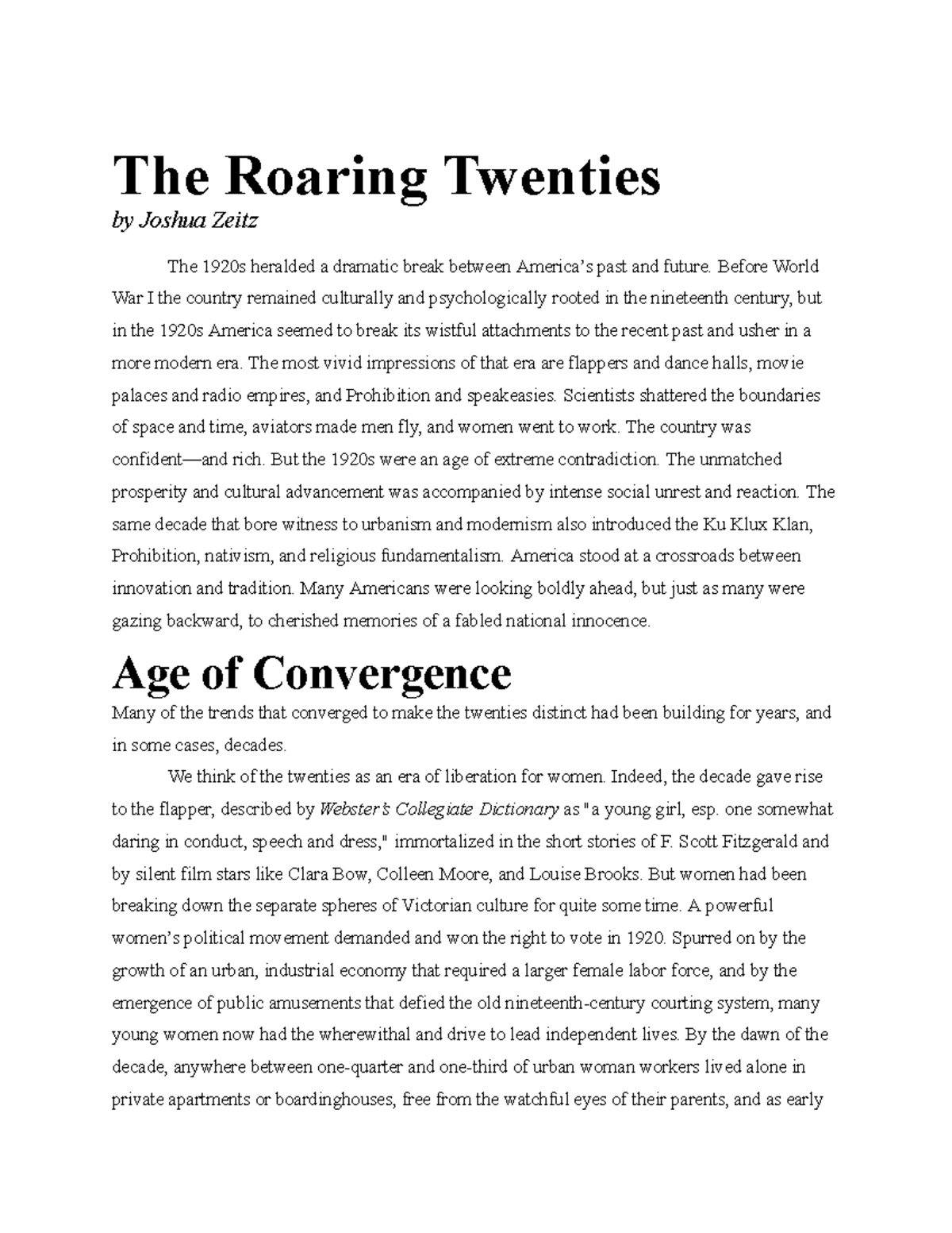 The Roaring Twenties: A Decade of Change and Contradiction - The ...