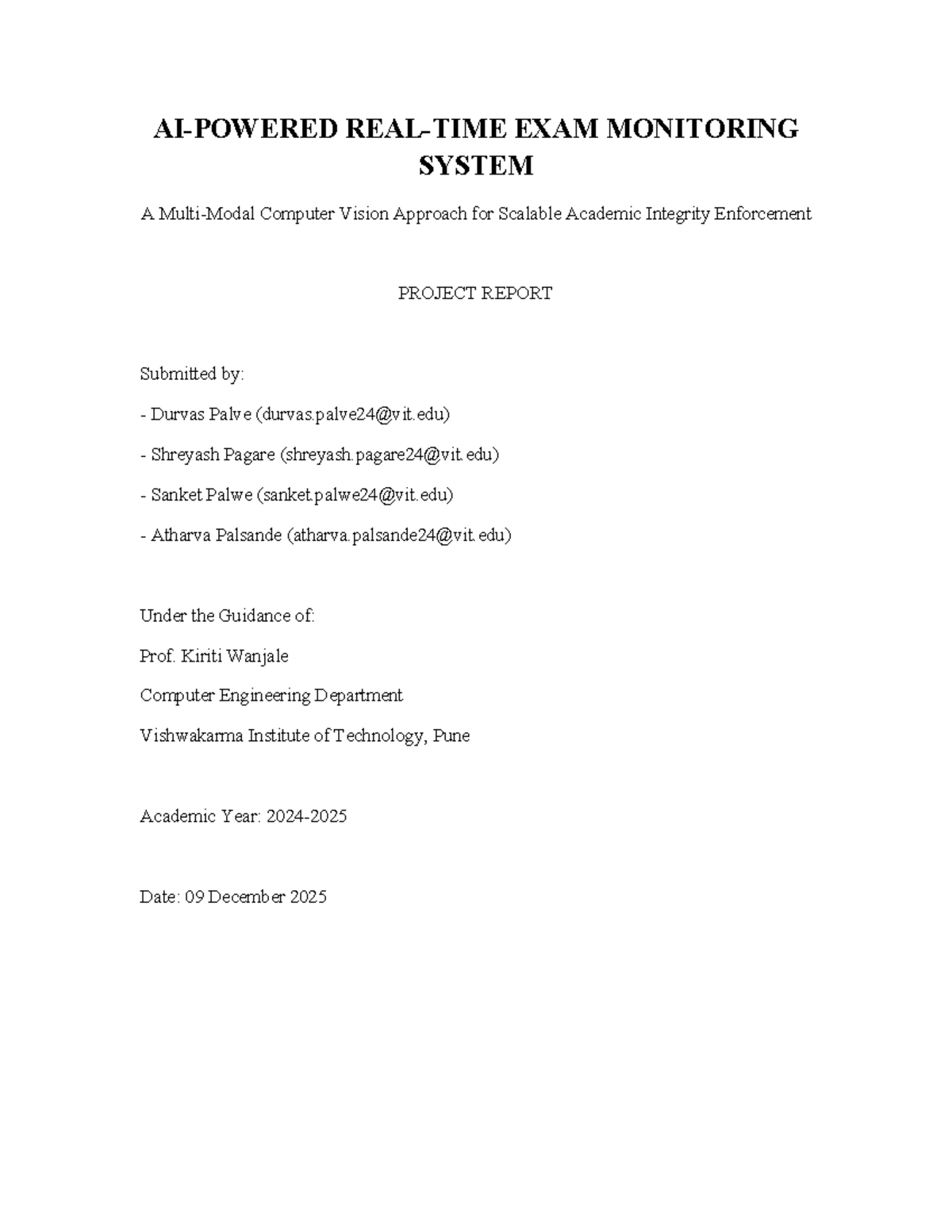 AI Exam Monitoring System: A Computer Vision Approach (Project Report ...