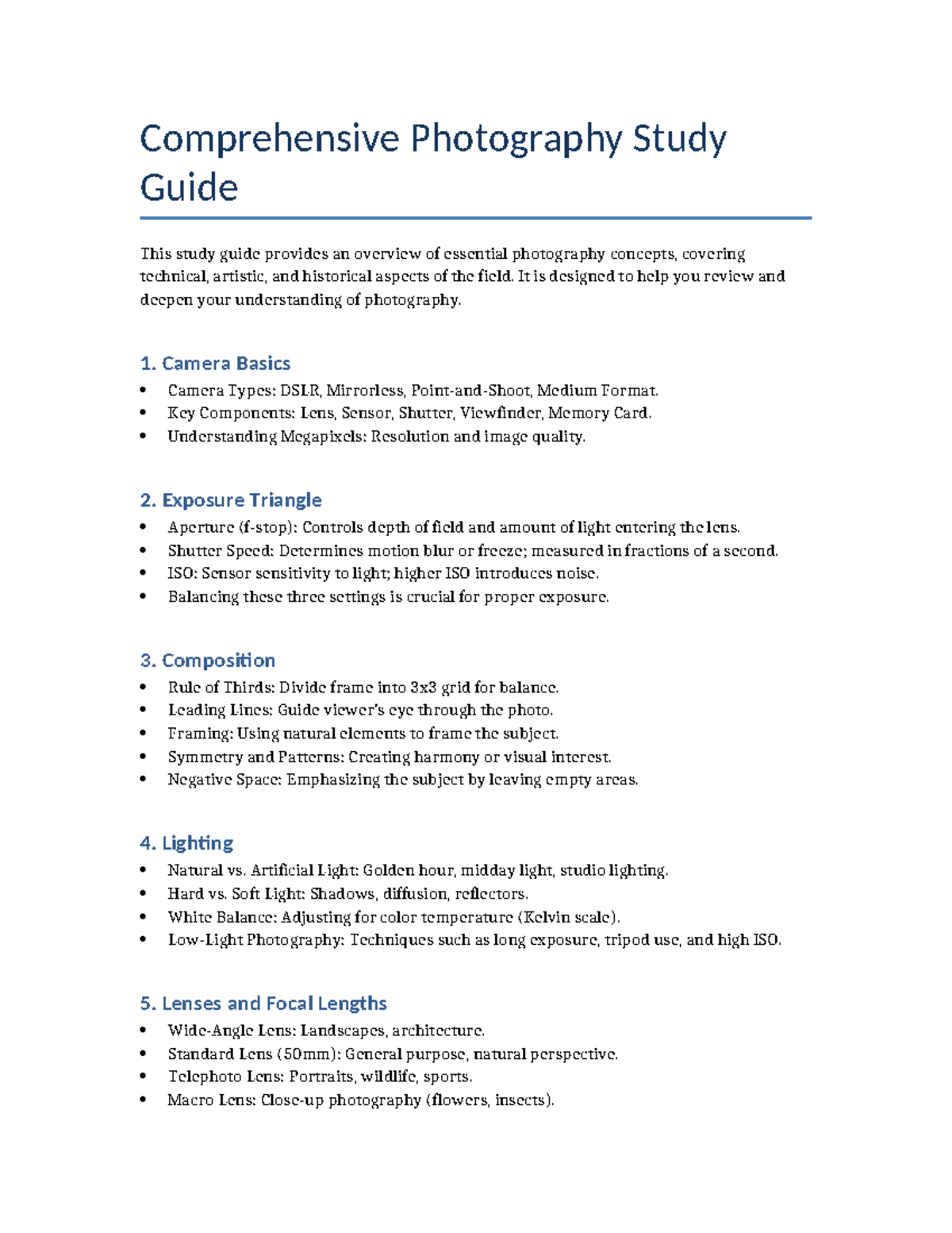 Photography 101: Comprehensive Study Guide on Concepts & Techniques ...