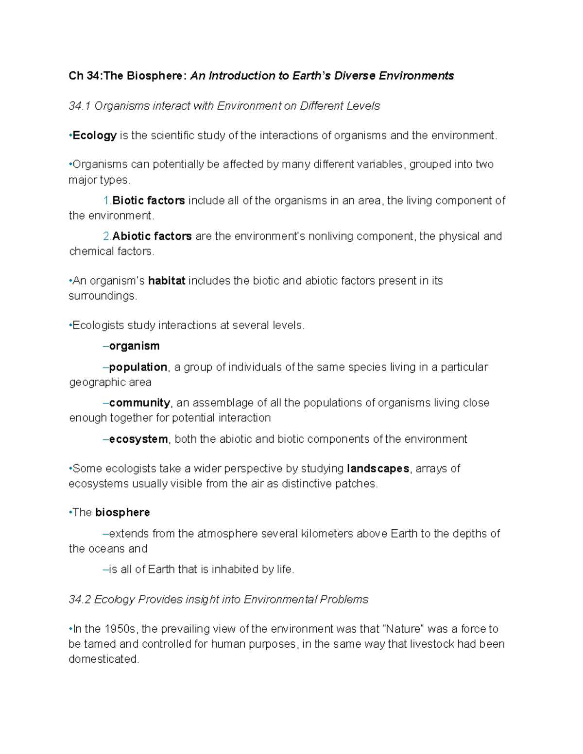Ch 34: The Biosphere - Interactions, Factors, and Ecosystem Dynamics ...