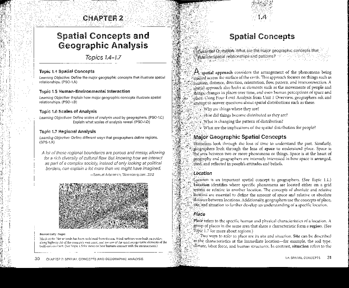 CHAPTER 2: SPATIAL CONCEPTS & GEOGRAPHIC ANALYSIS (1.4-1.7) - Studocu