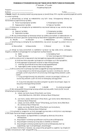 Summative test 1 - PAGSUSULIT 1 - PAGBASA AT PAGSUSURI NG MGA IBA’T ...