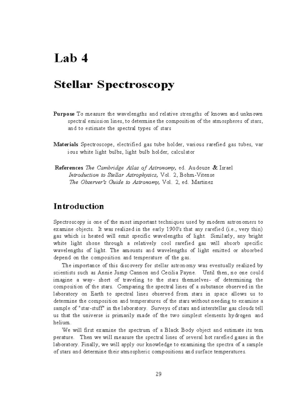 Lab 4 - Stellar Spectroscopy Techniques and Observations - Studocu