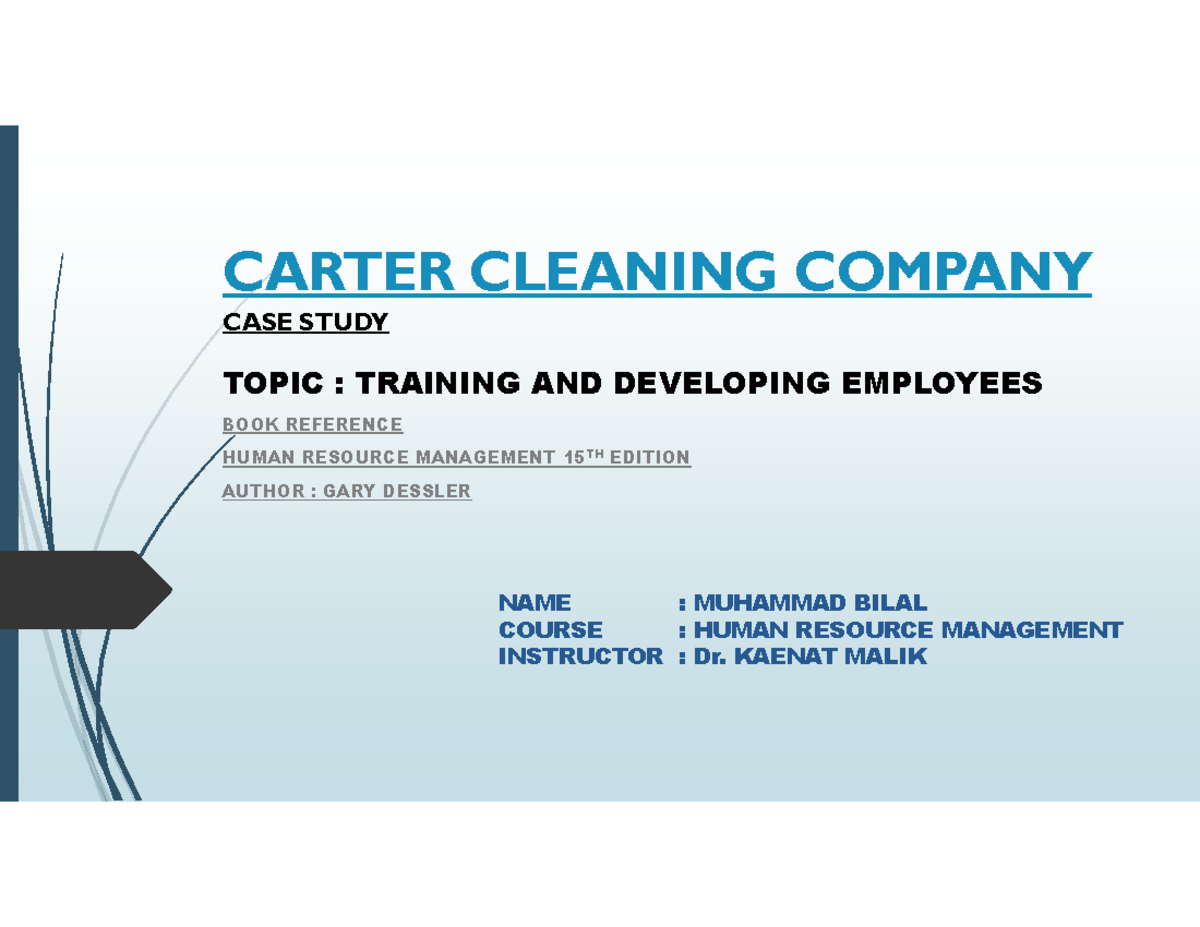 Training AND Developing Employees - CARTER CLEANING COMPANY TOPIC ...