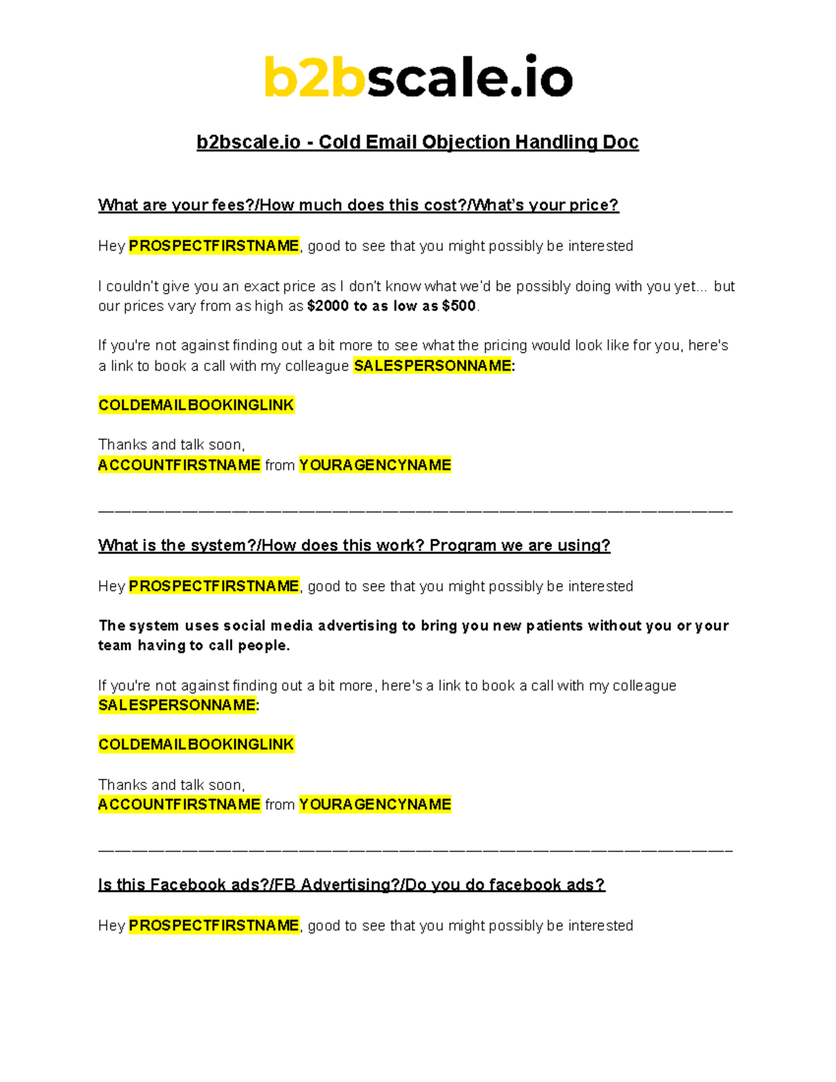 B2bscale.io - Cold Email Objection Handling Doc - b2bscale - Cold Email ...
